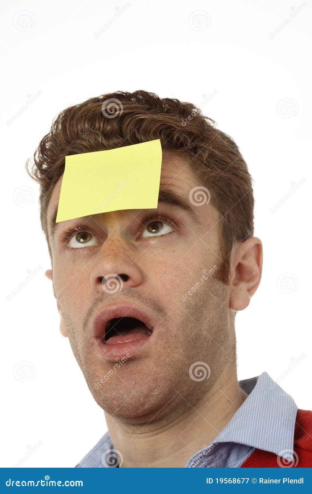 Man with Post it on His Forehead Stock Image - Image of empty, paper ...
