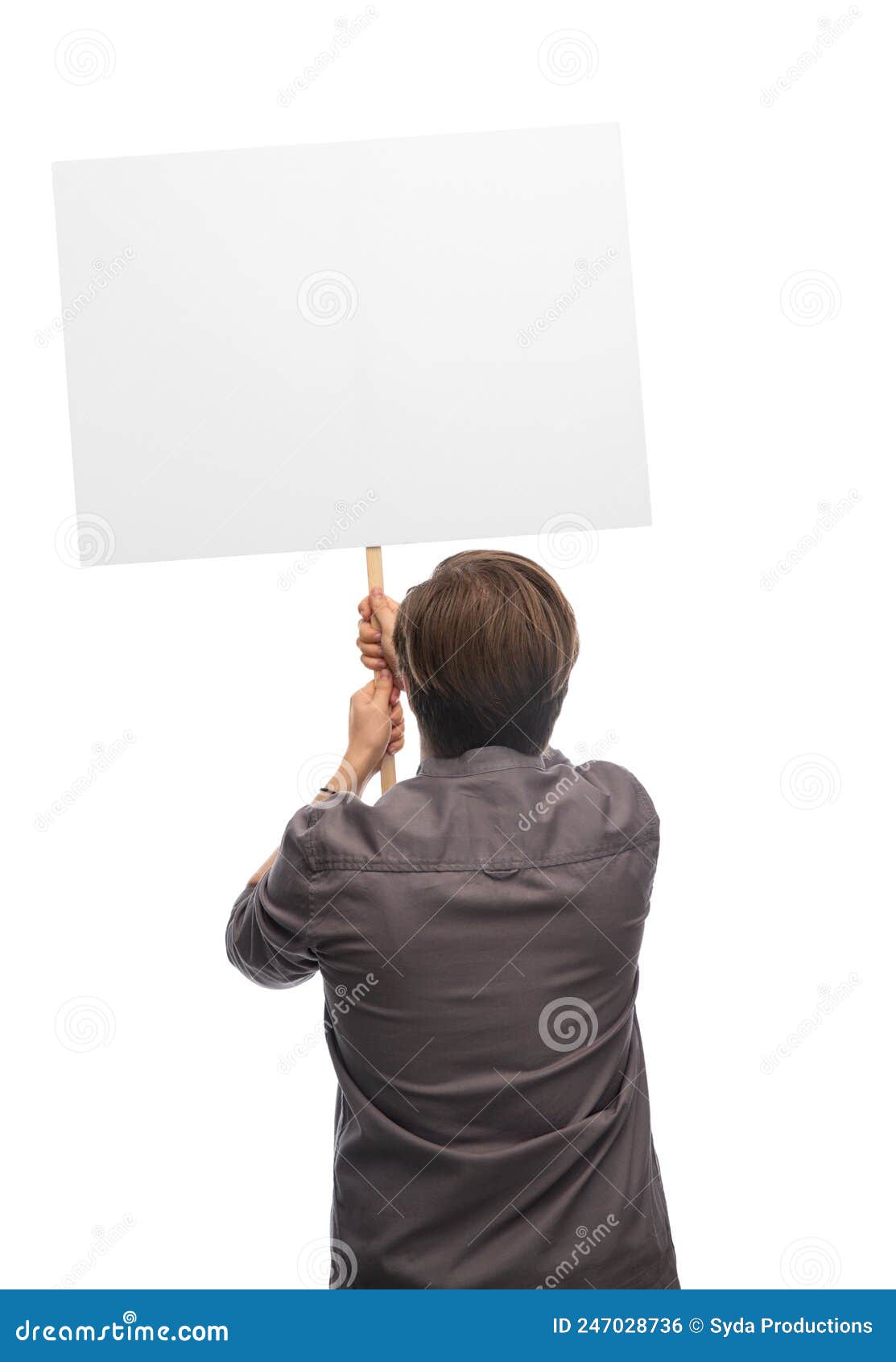 Man with Poster Protesting on Demonstration Stock Photo - Image of ...