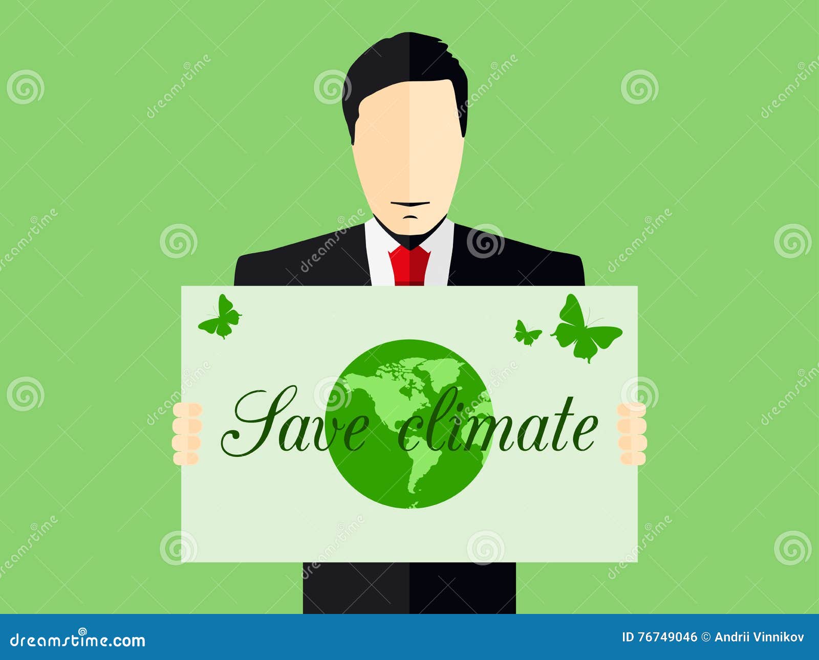 A Man with a Poster Save the Climate. Environmentalist Stock Vector ...