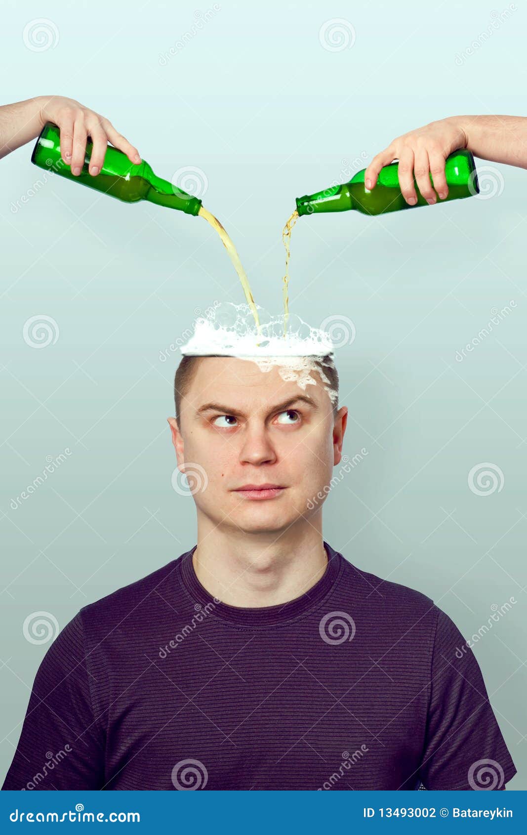 Man Poured the Liquid in the Head Stock Photo - Image of party, water ...