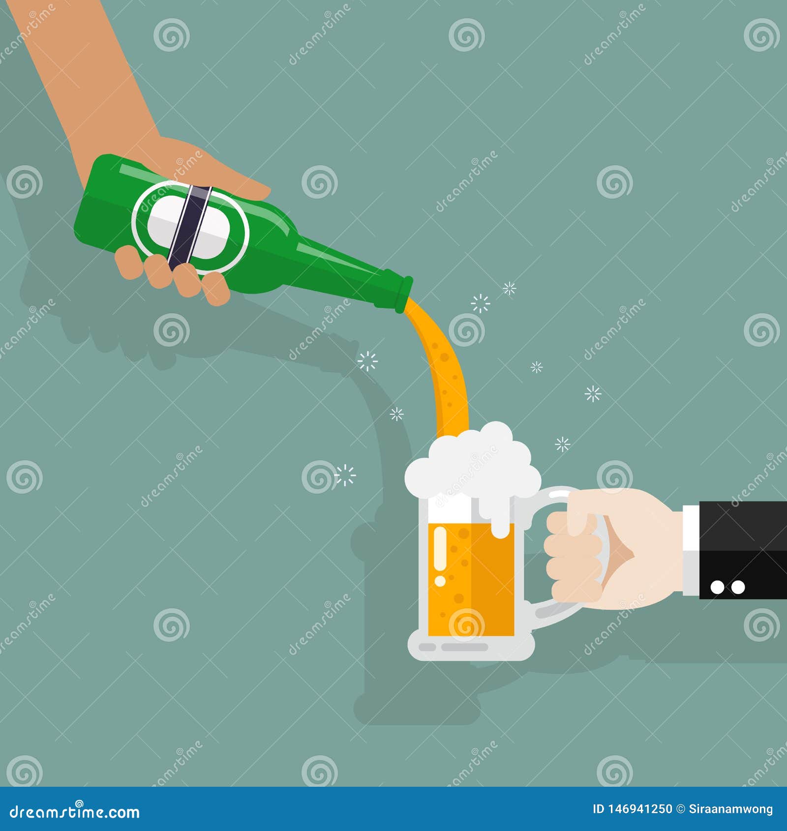 Man pouring beer on glass stock vector. Illustration of graphic - 146941250
