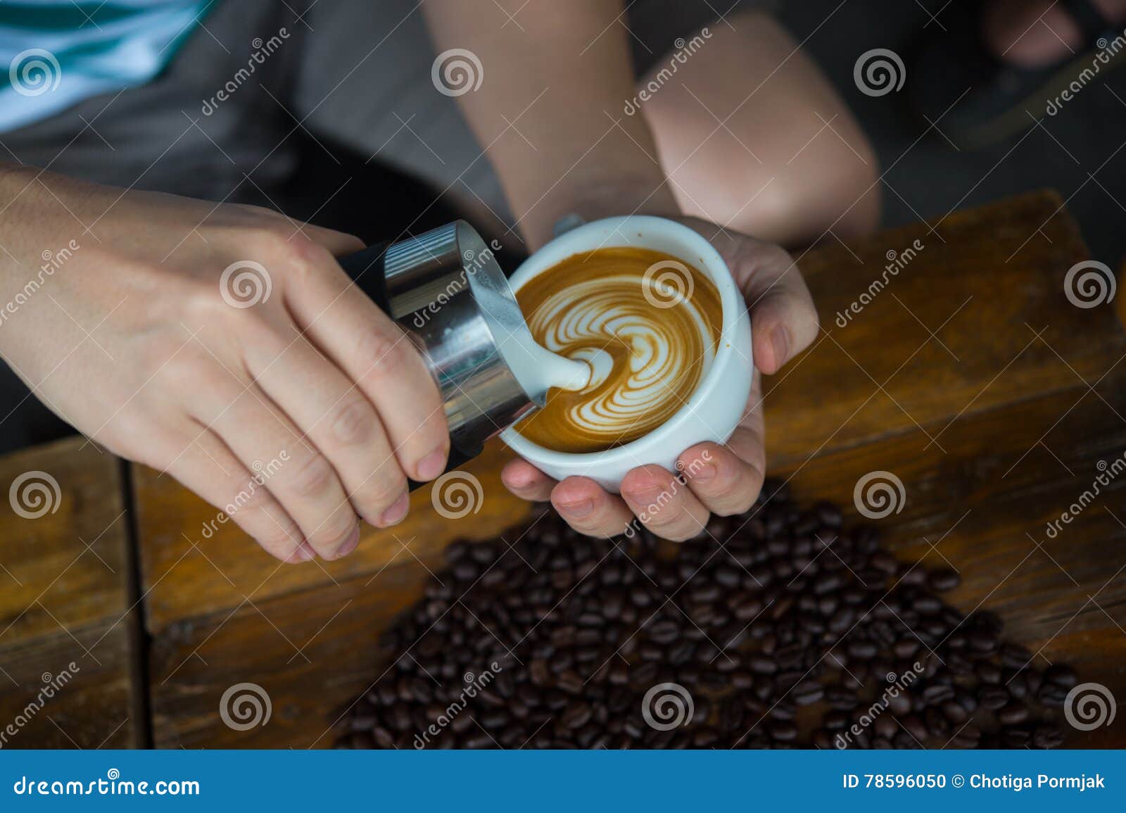 Man Pouring Cream into Coffee Stock Photo - Image of drink, espresso ...