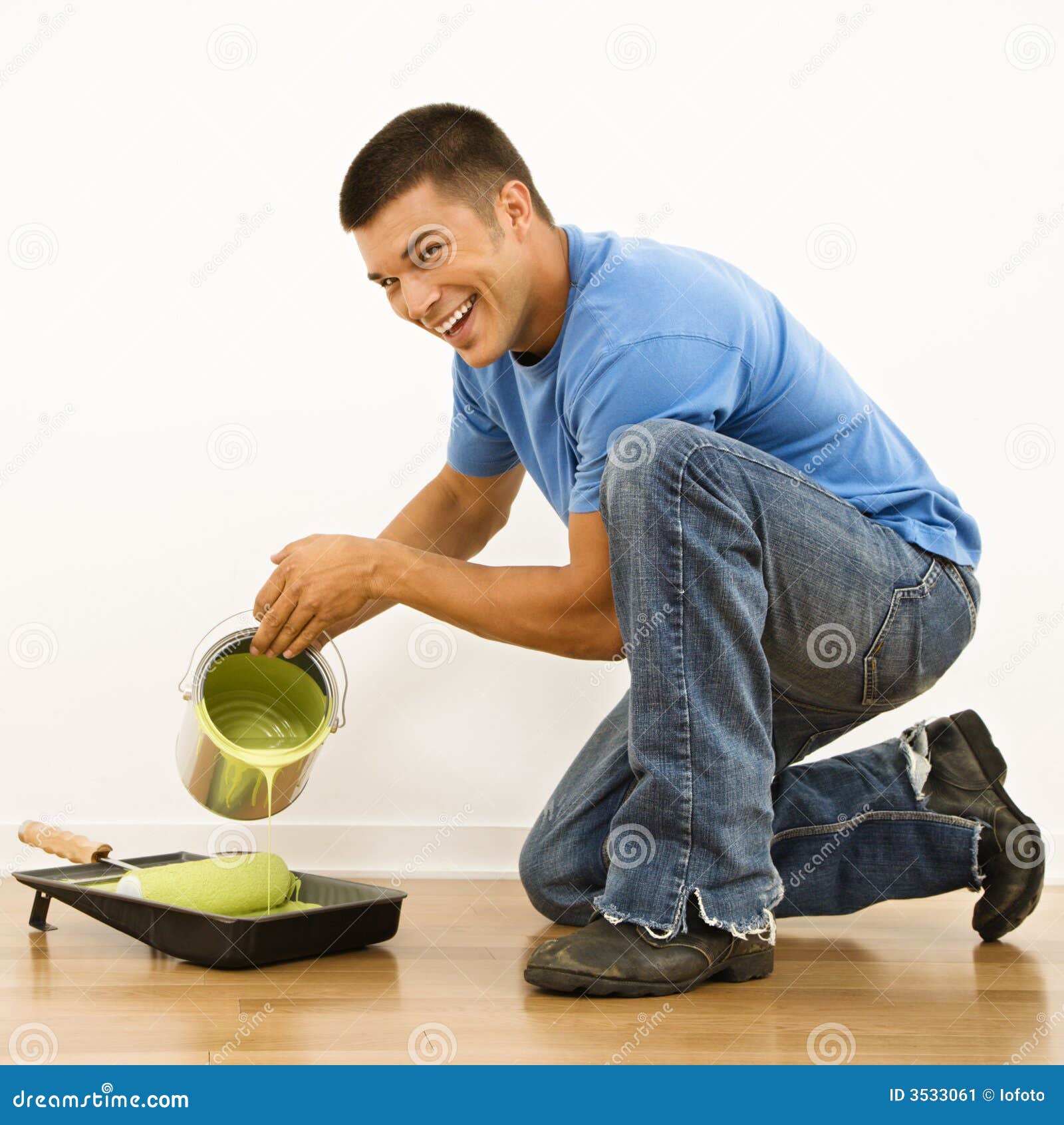 Man pouring paint. stock image. Image of estate, paint - 3533061