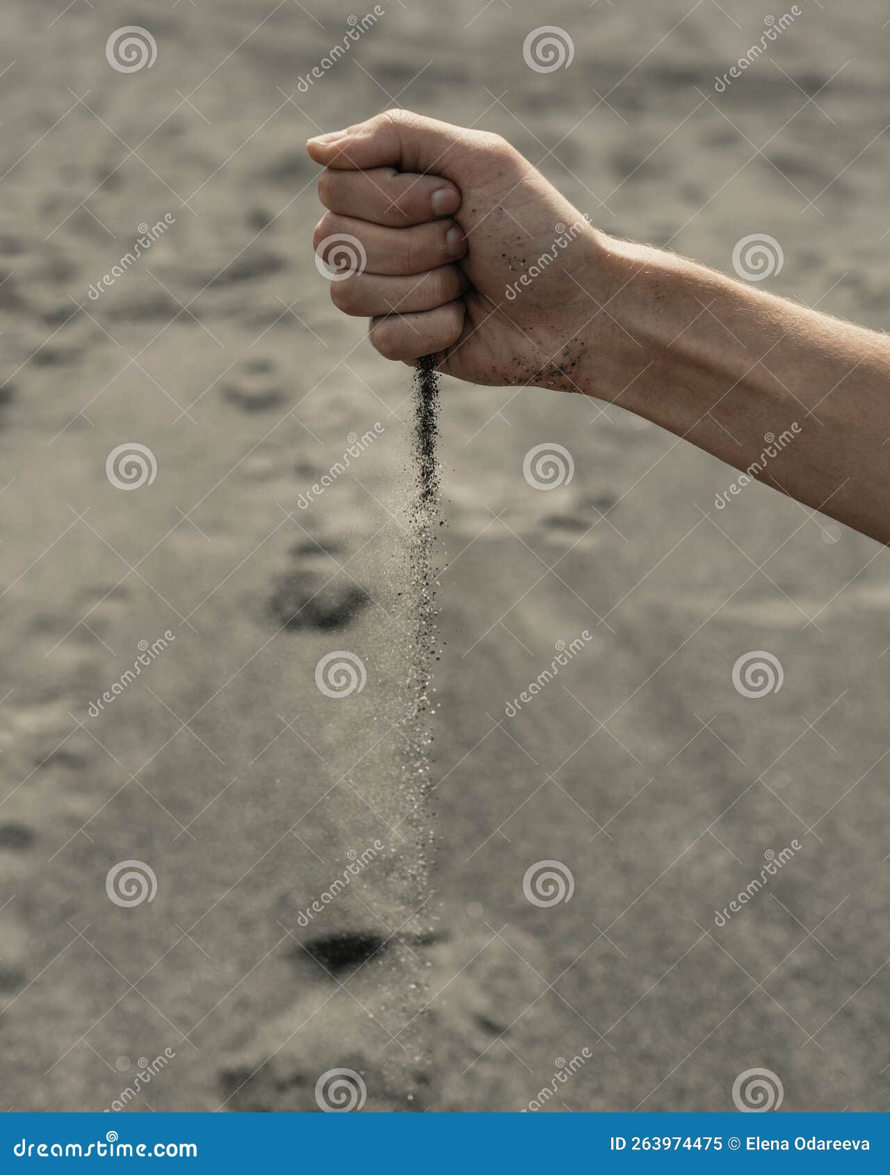 Man Pouring Sand through Hand in Desert Stock Image - Image of alone ...