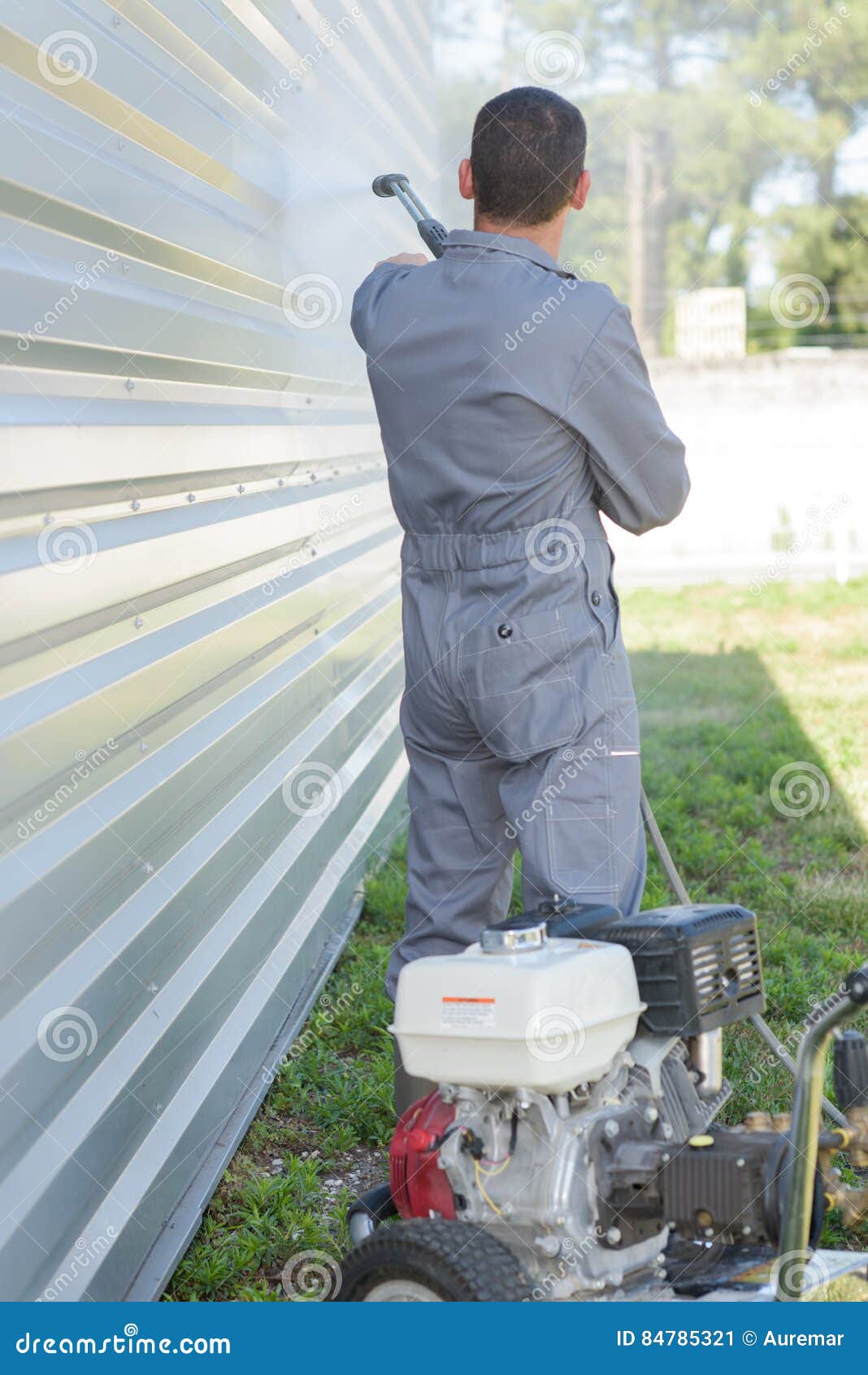 Man Power Washing Side Building Stock Image - Image of engine, summer ...