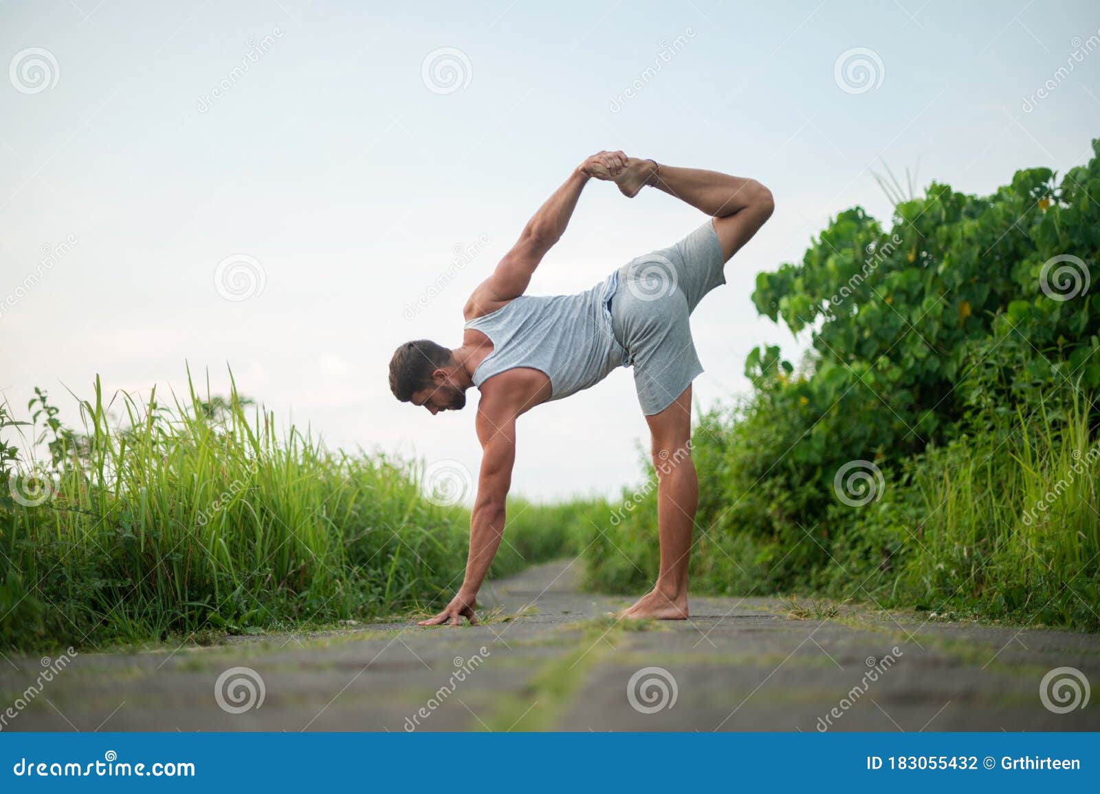 Man Practice Yoga Practice and Meditation Outdoor Stock Photo - Image ...