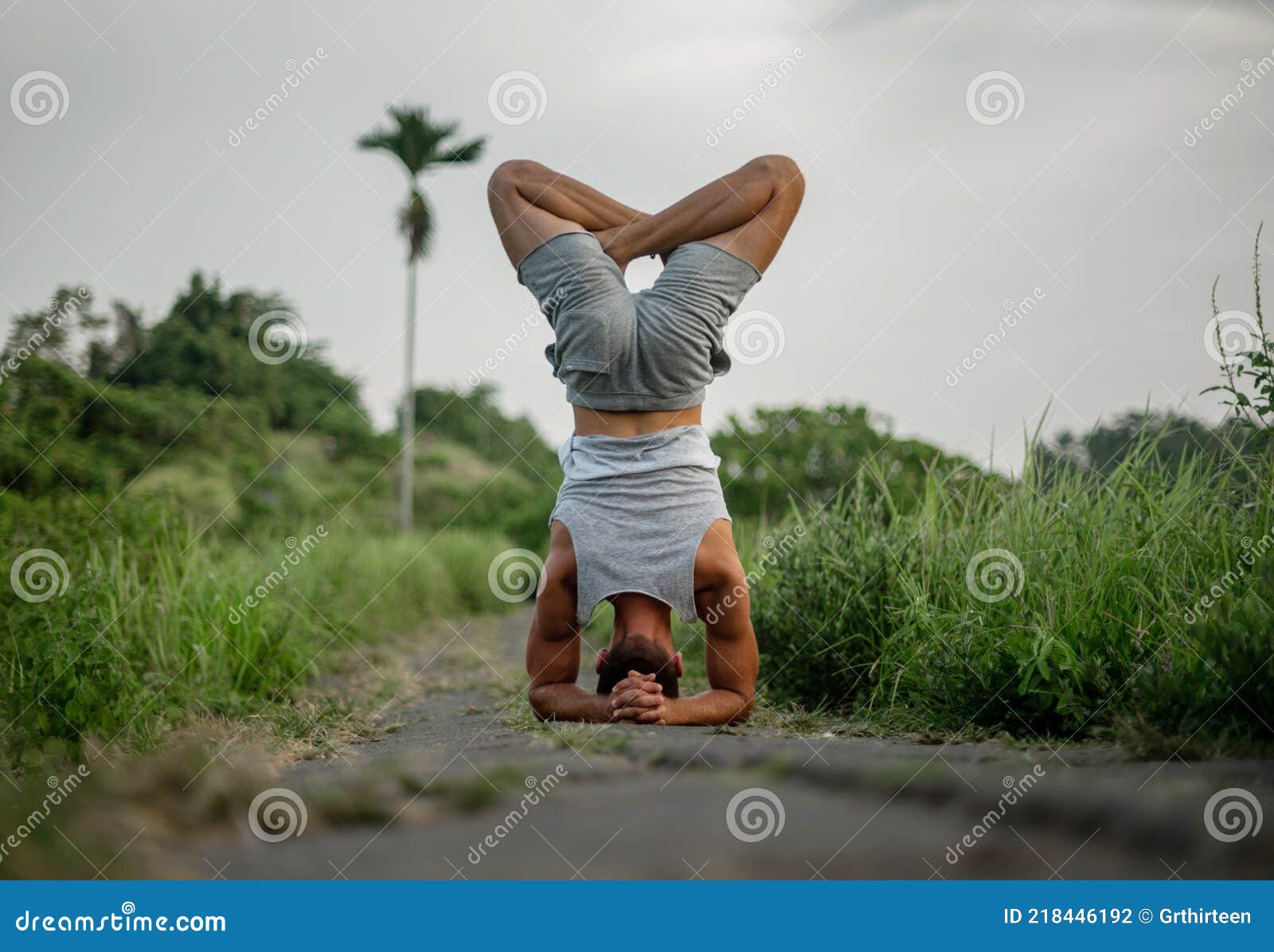 Man Practice Yoga Practice and Meditation Outdoor Stock Photo - Image ...