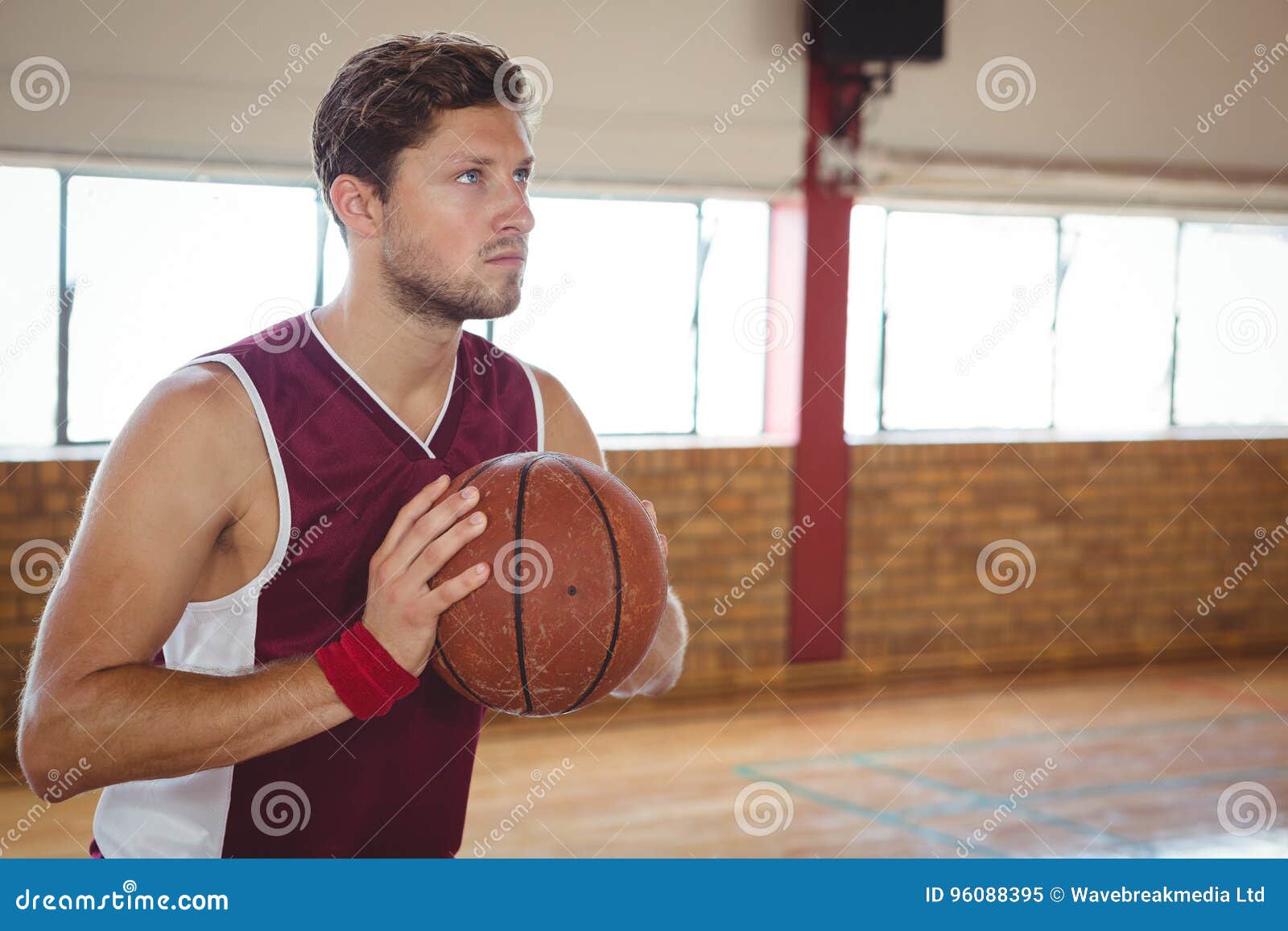 Man Practicing Basketball in Court Stock Image - Image of ball ...