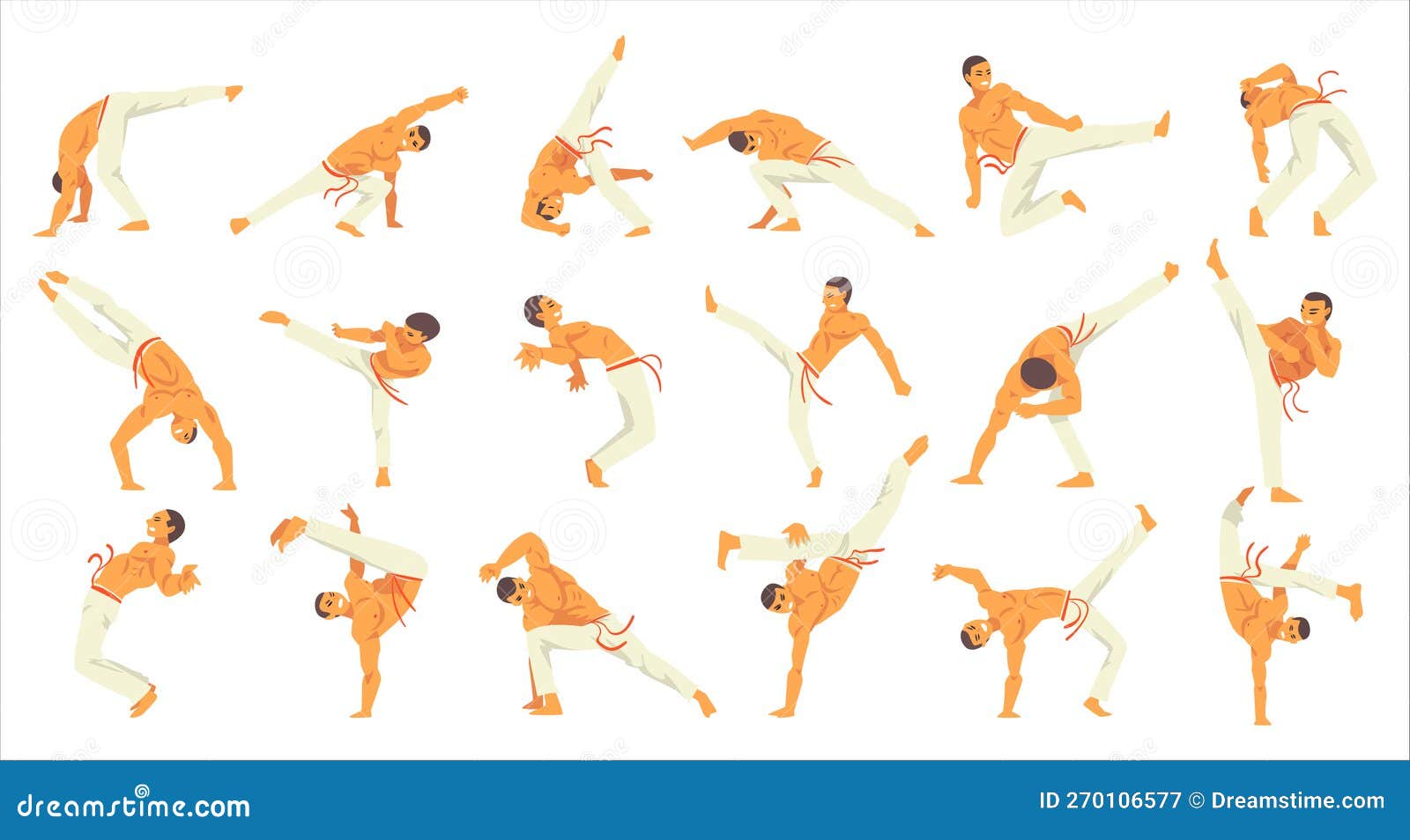 Man Practicing Capoeira Movement Set. Young Man Doing Different Combat ...