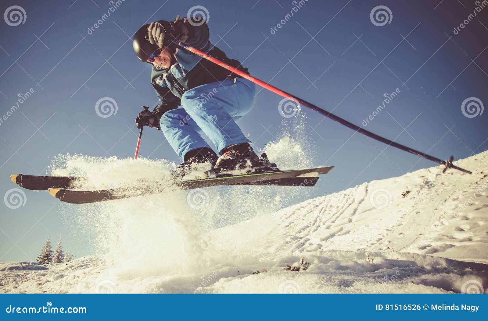Man practicing extreme ski stock photo. Image of seasonal - 81516526