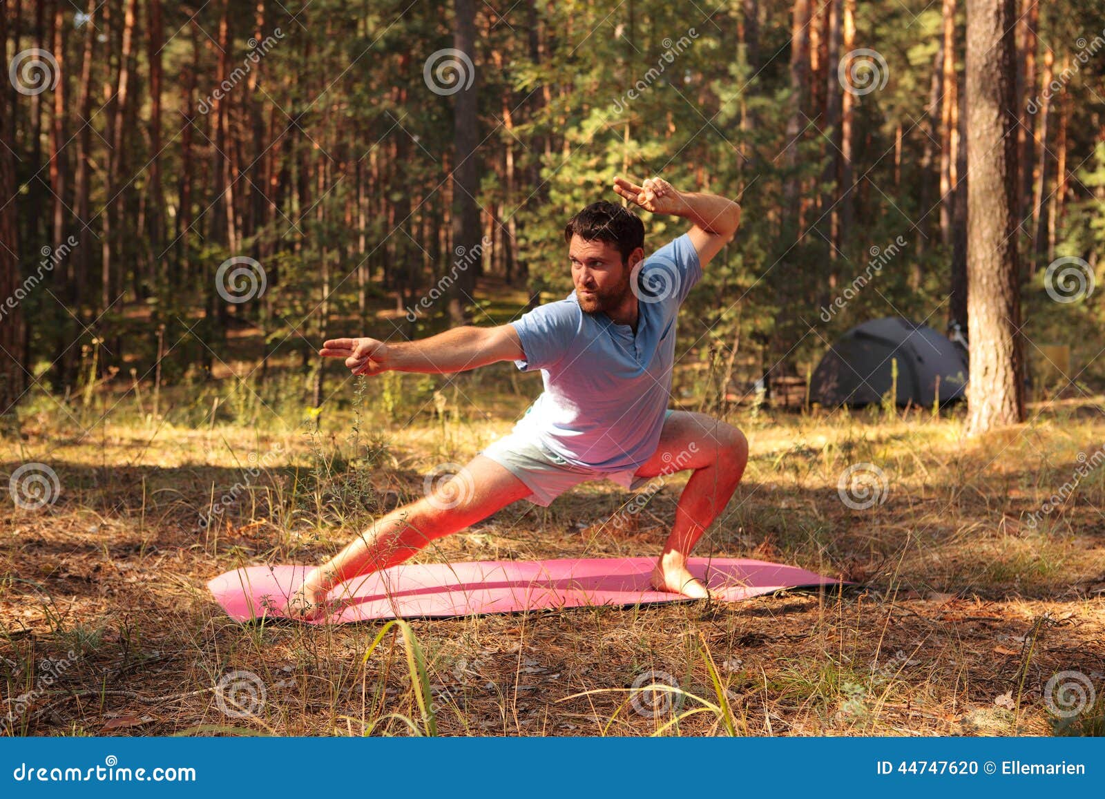 Man Practicing Martial Arts Outdoors in the Forest Stock Photo - Image ...