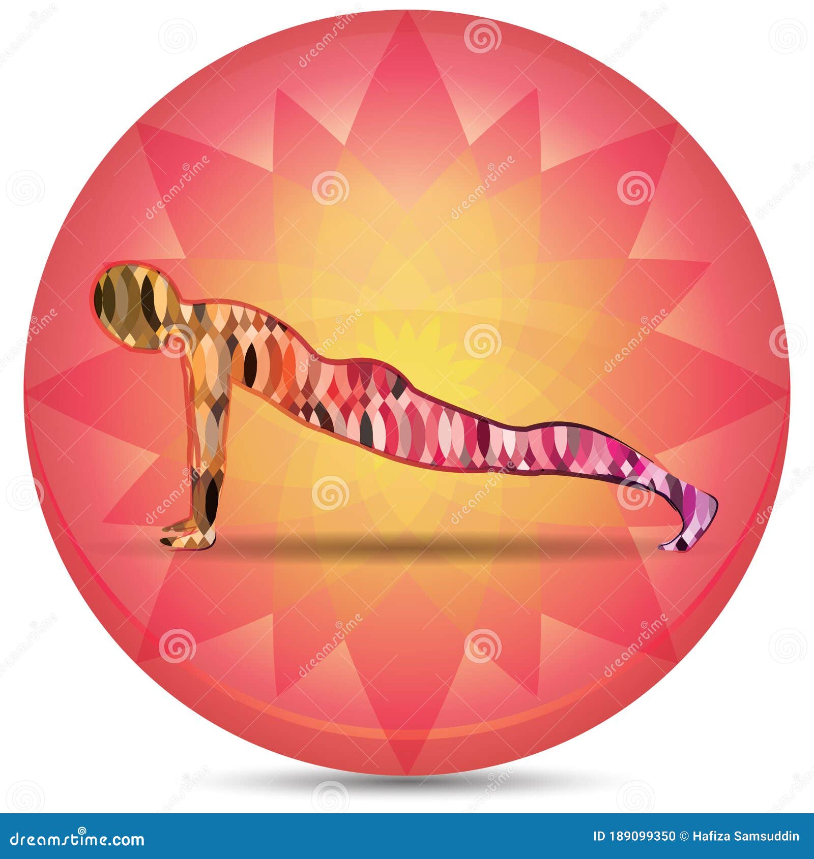 Man Practicing Yoga In Four-limbed Staff Pose. Vector Illustration ...