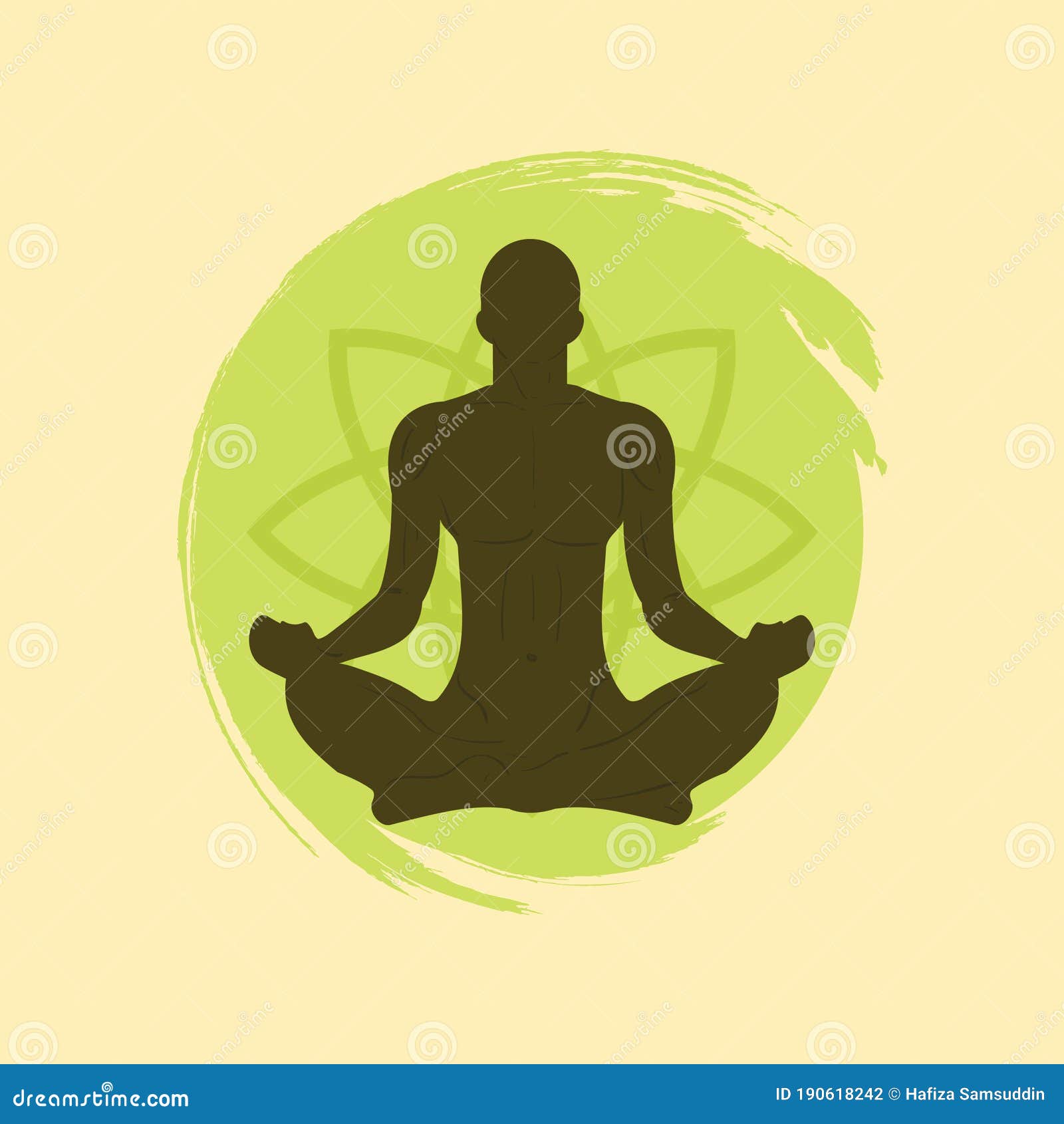 Man Practicing Yoga in Half Lotus Pose. Vector Illustration Decorative ...