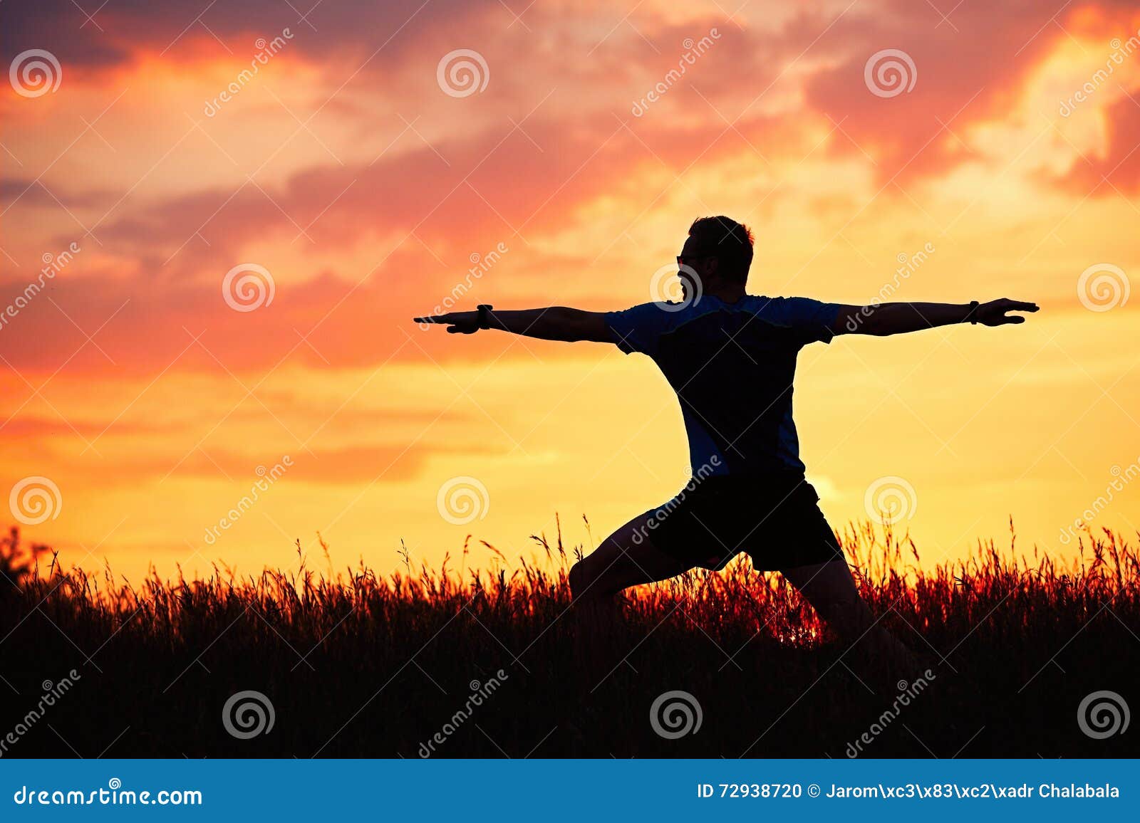 Man is Practicing Yoga during Sunset Stock Photo - Image of pose ...