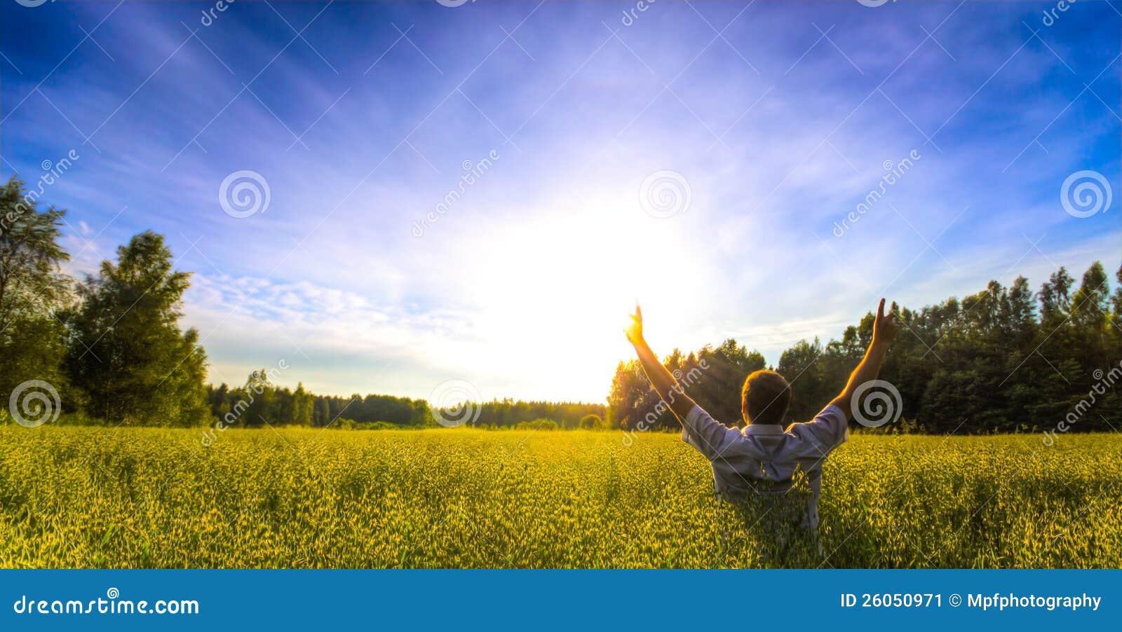 Man praising in field stock image. Image of delight, pray - 26050971