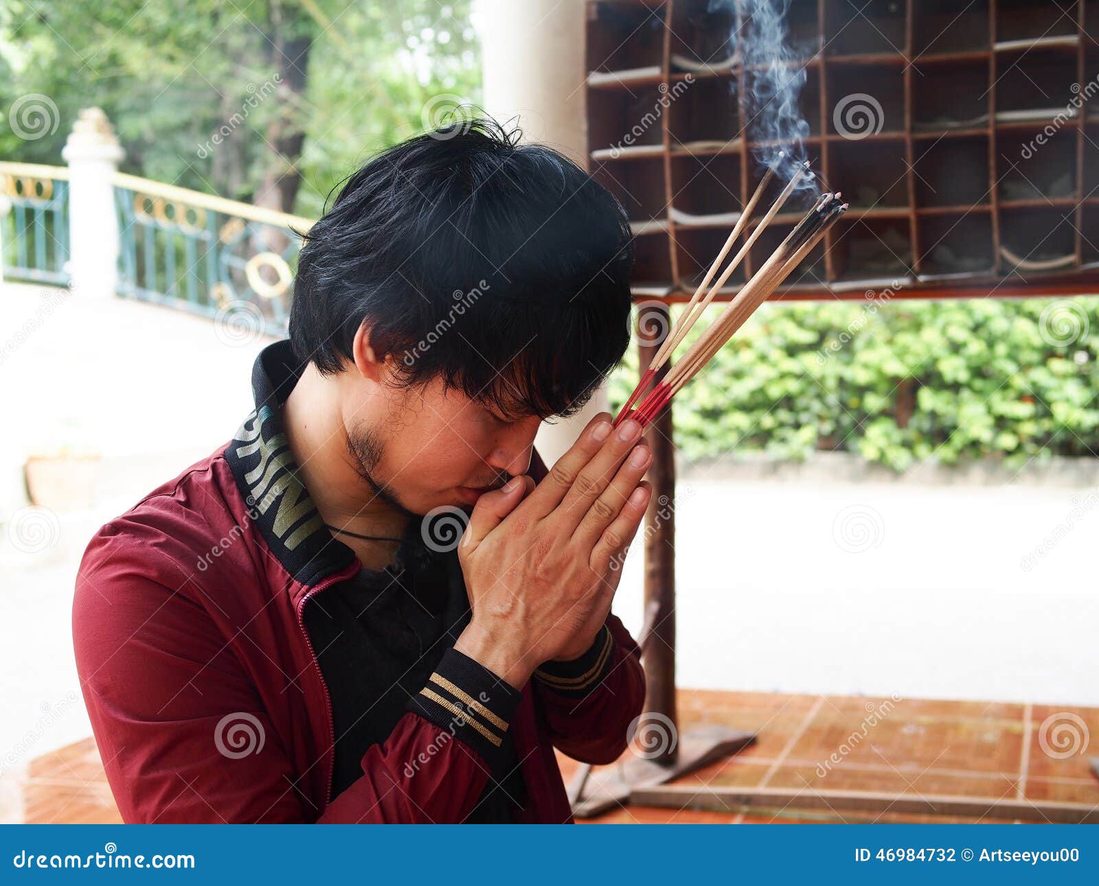 Man Pray for Buddha with Joss Stick Editorial Photography - Image of ...