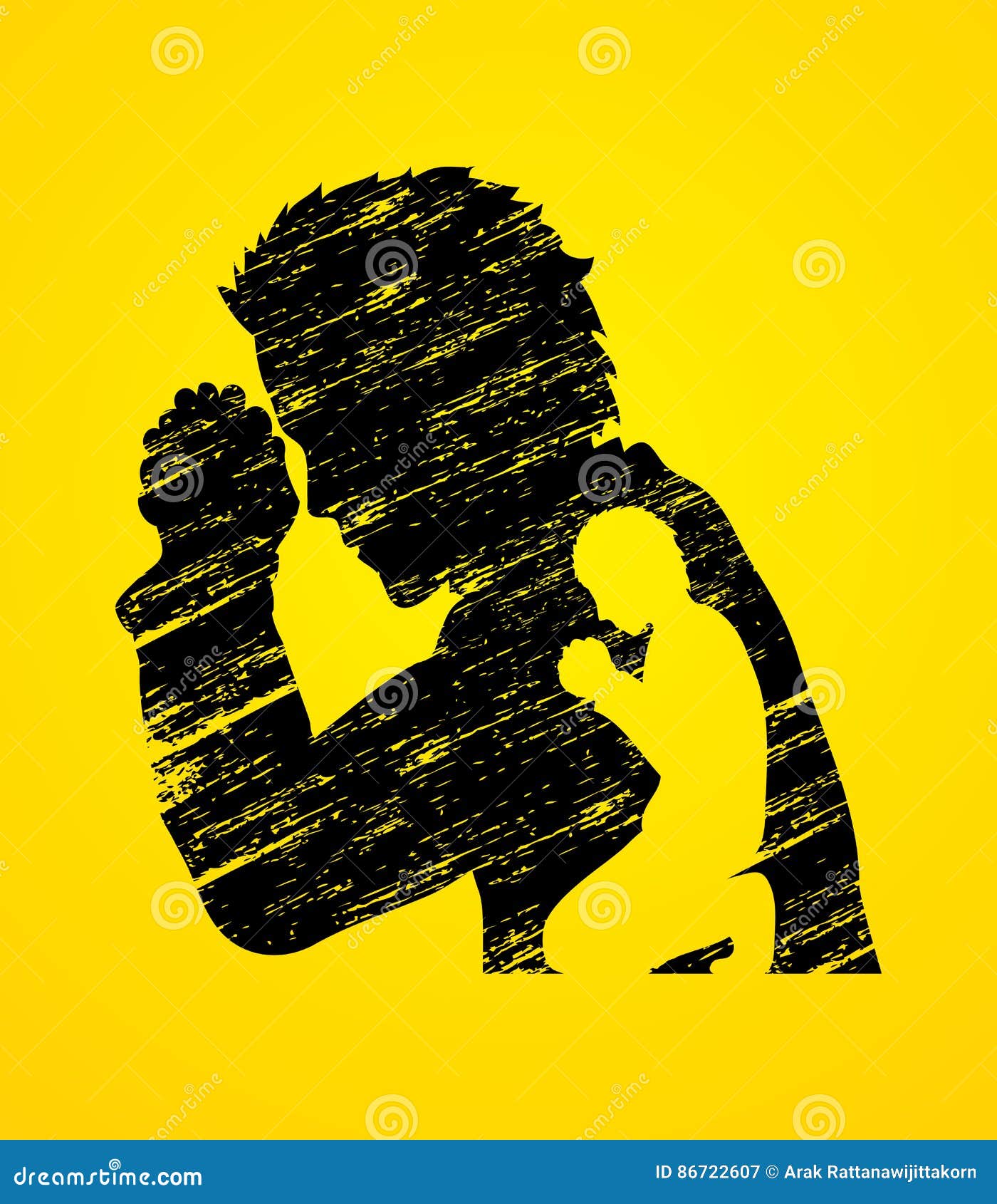 Man prayer shadow graphic stock vector. Illustration of belief - 86722607