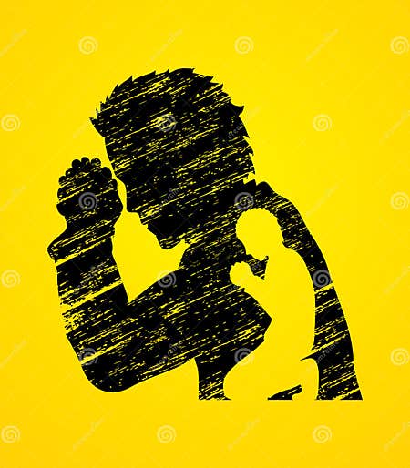 Man prayer shadow graphic stock vector. Illustration of belief - 86722607