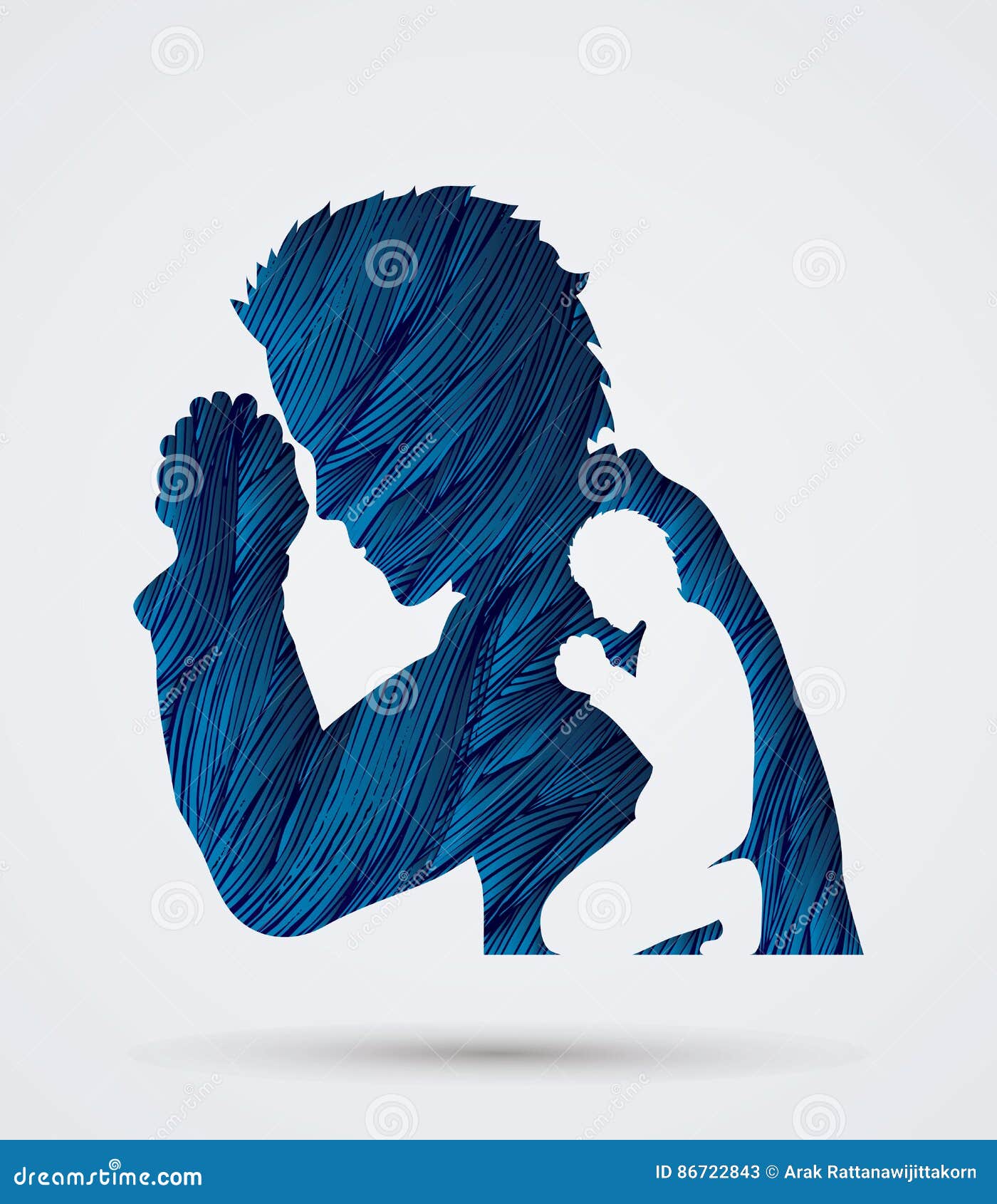 Man prayer shadow graphic stock vector. Illustration of christian ...