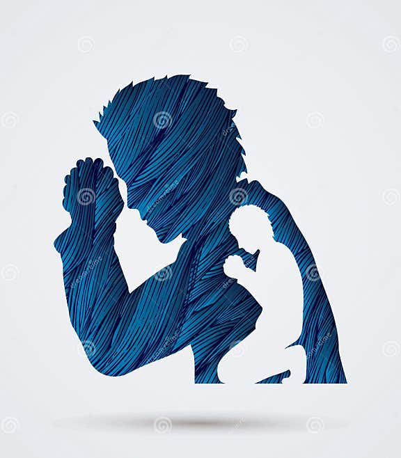 Man prayer shadow graphic stock vector. Illustration of christian ...