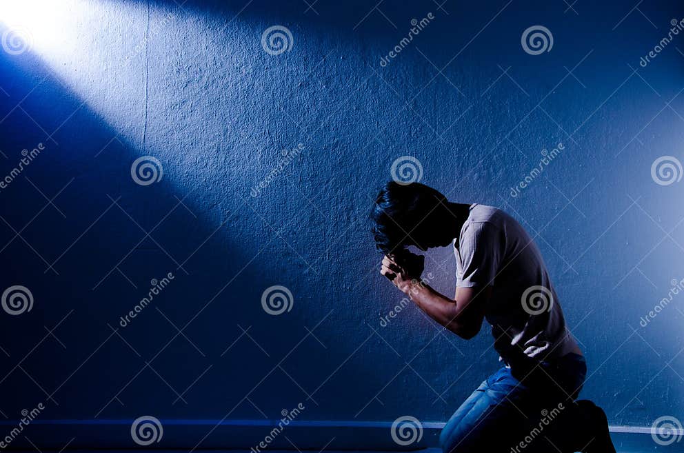 Man praying. stock image. Image of kneel, praise, peace - 27740937