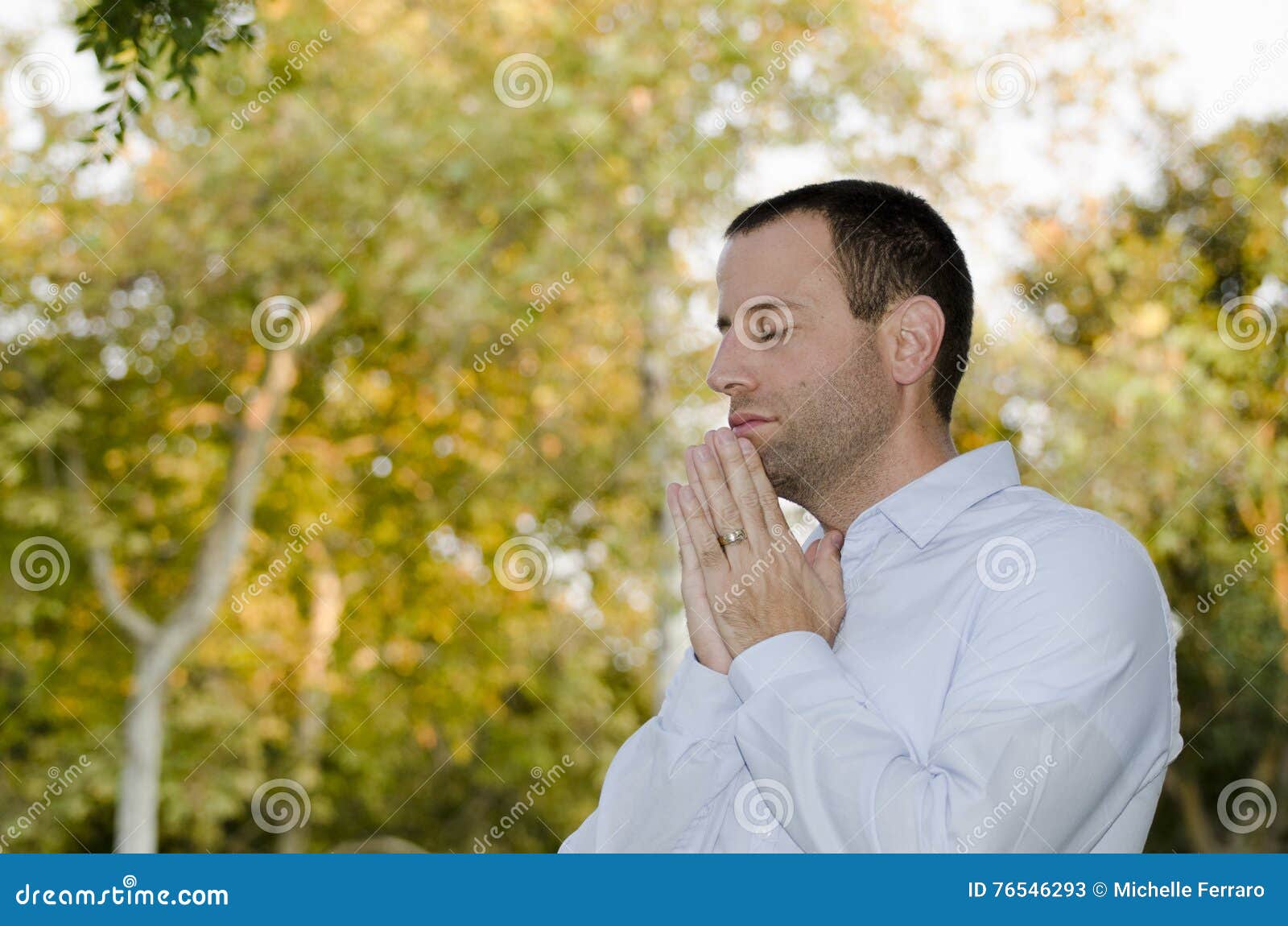 Man Praying on a Fall/autumn Day. Stock Image - Image of power, colored ...