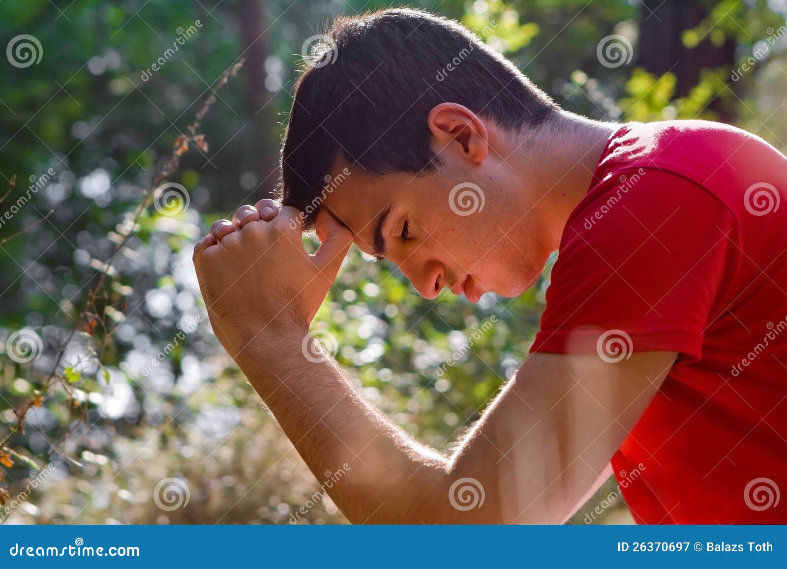 Man Praying in Nature stock image. Image of praise, hope - 26370697