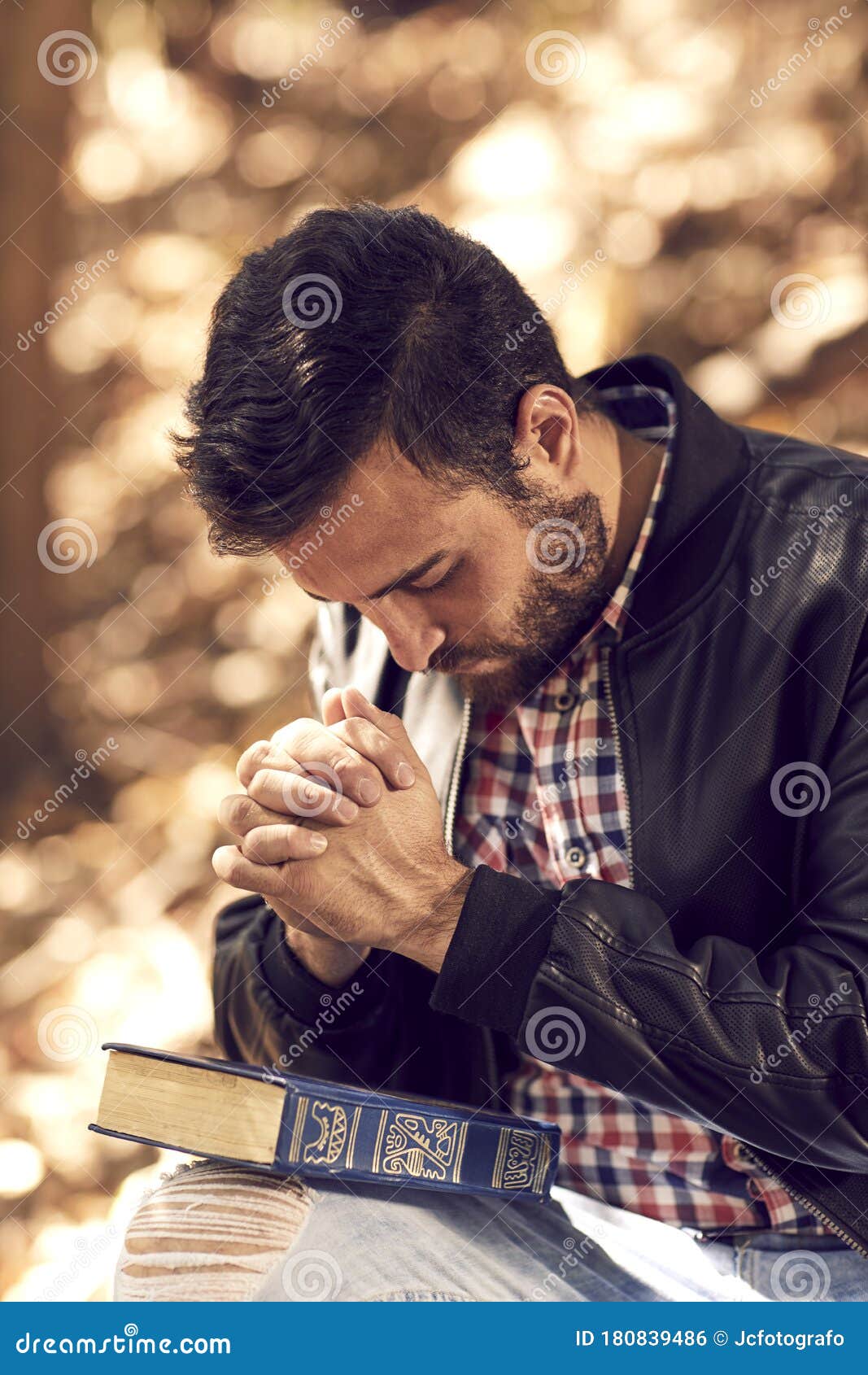 Man praying outdoors stock photo. Image of faith, believe - 180839486