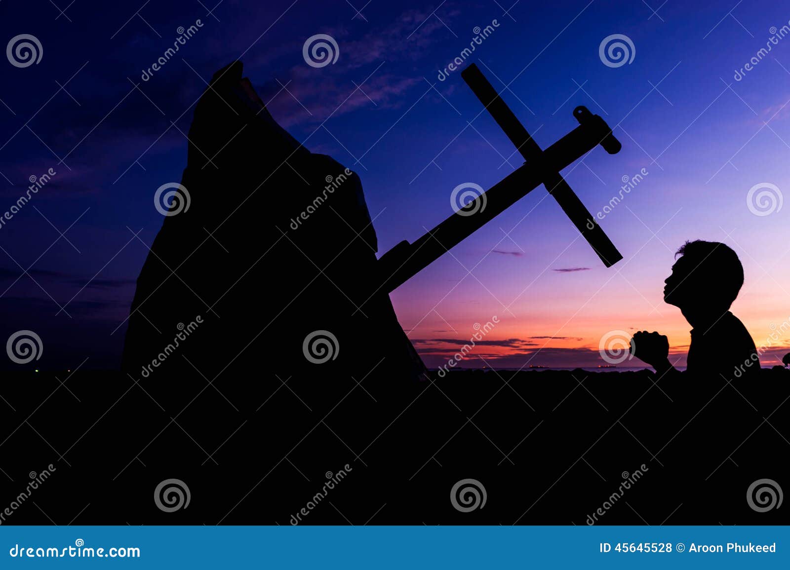 Man praying sunset stock photo. Image of silhouette, grave - 45645528