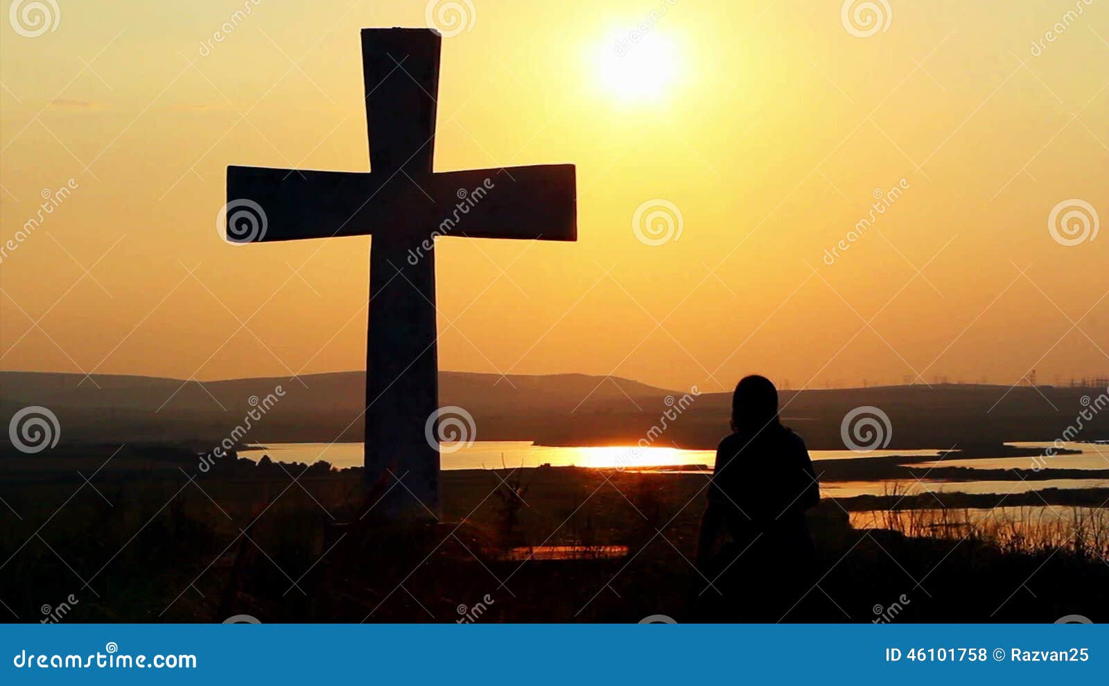 Man Praying Under the Cross Stock Footage - Video of christianity ...