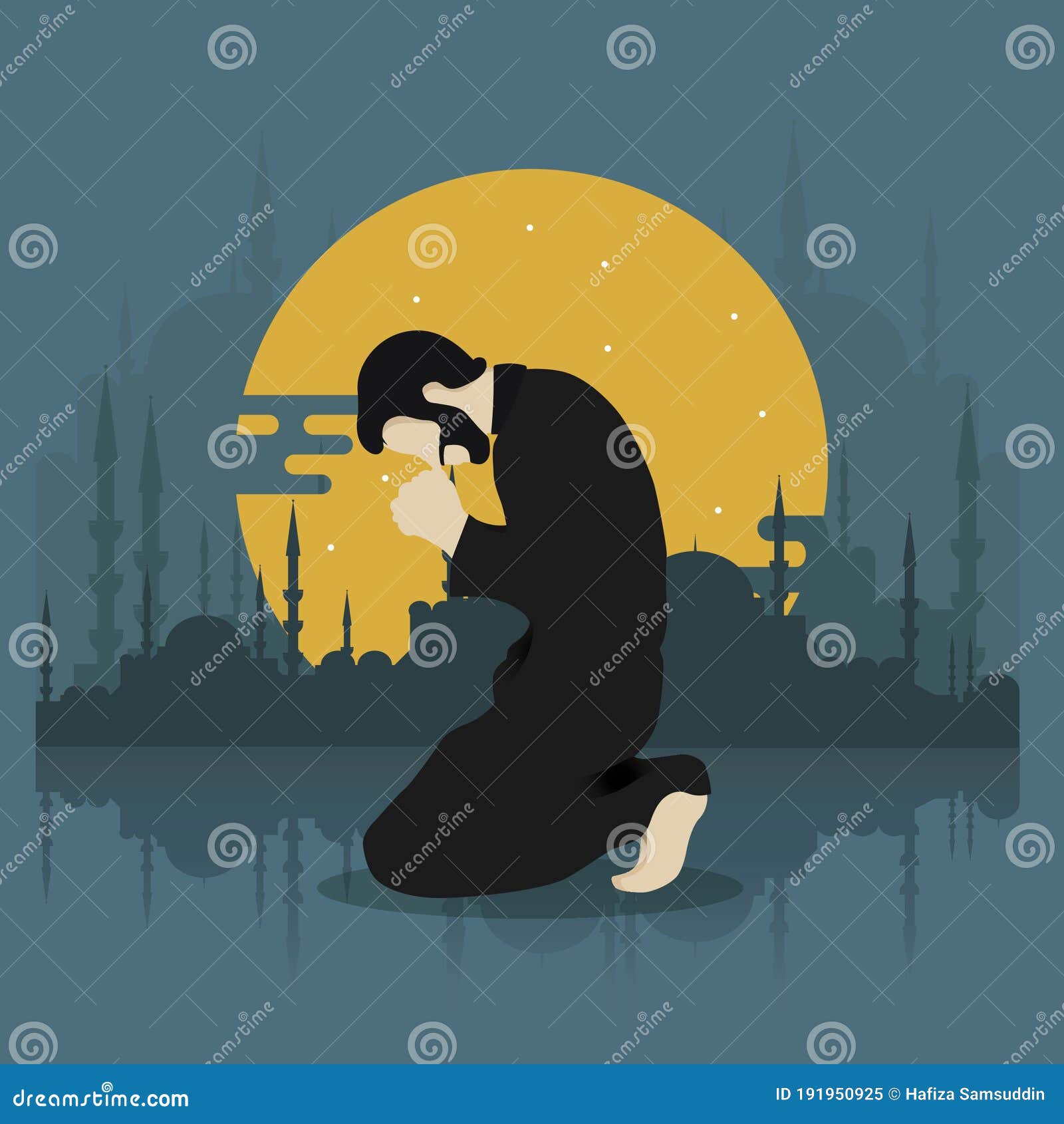 Man Praying. Vector Illustration Decorative Design Stock Vector ...