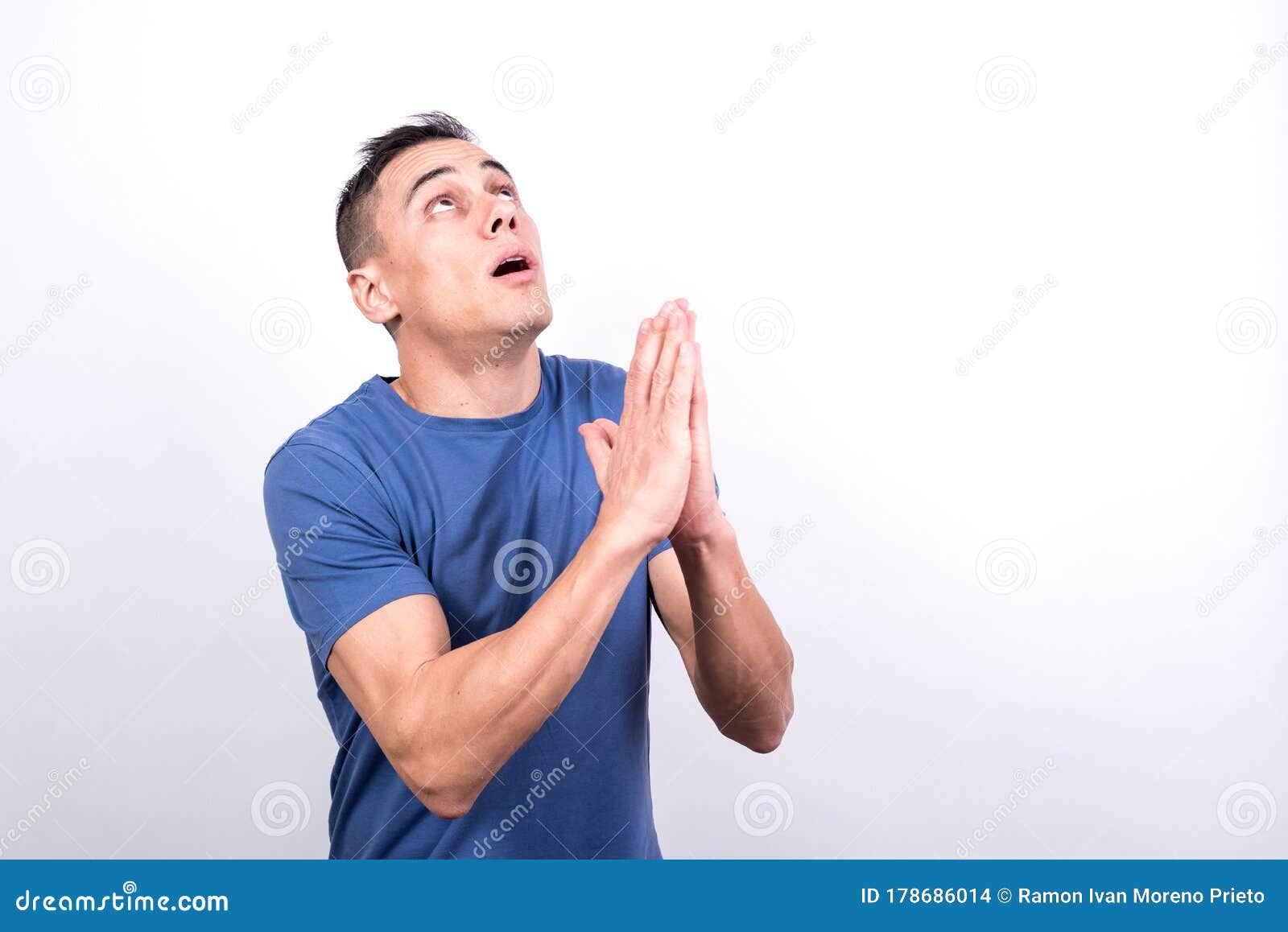 Man praying stock photo. Image of caucasian, copy, isolated - 178686014