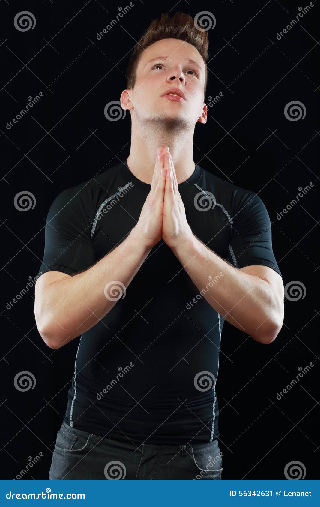 Man praying stock image. Image of eyes, attractive, devout - 56342631