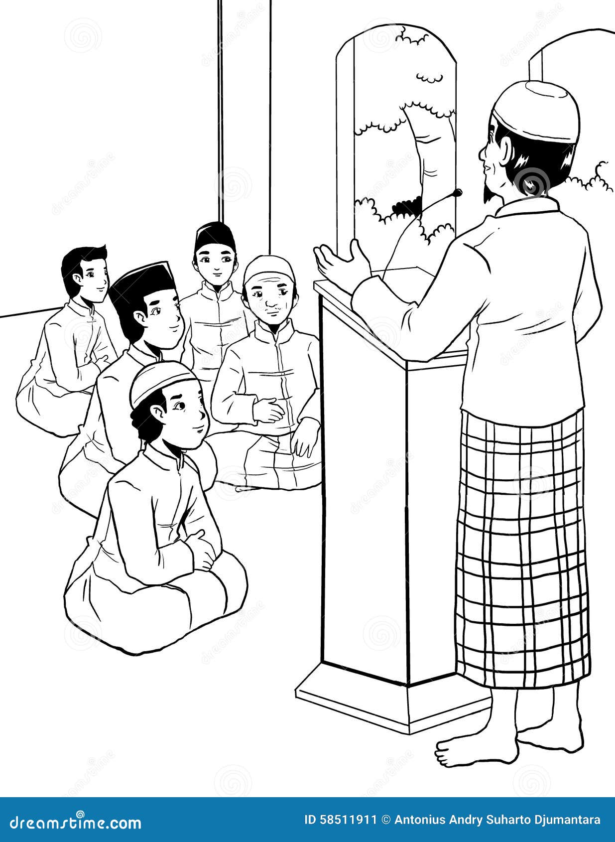 Man preaching in Mosque stock illustration. Illustration of teacher ...