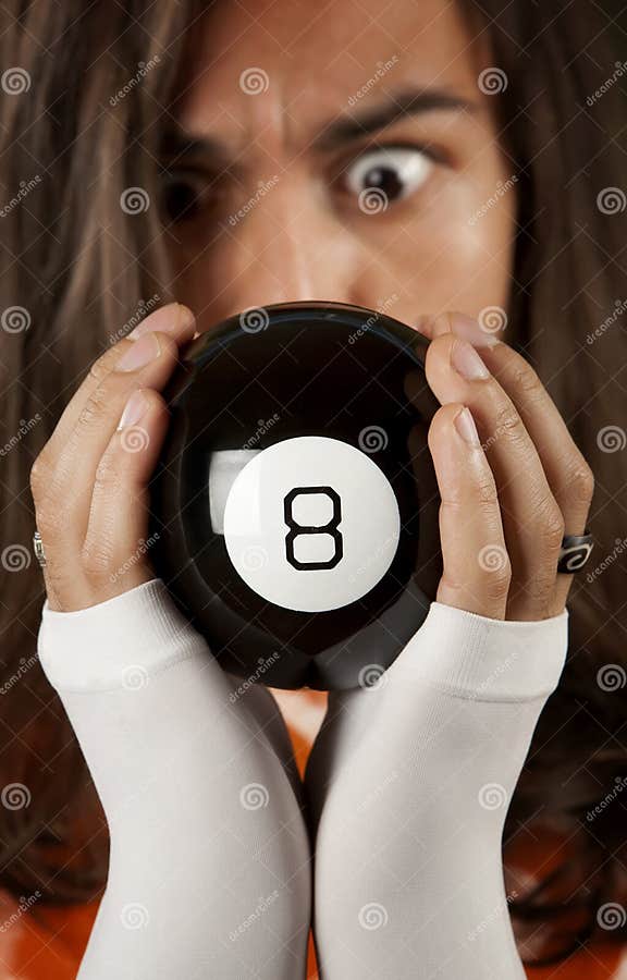 Man Predicting the Future with Magic Toy Ball Stock Photo - Image of ...