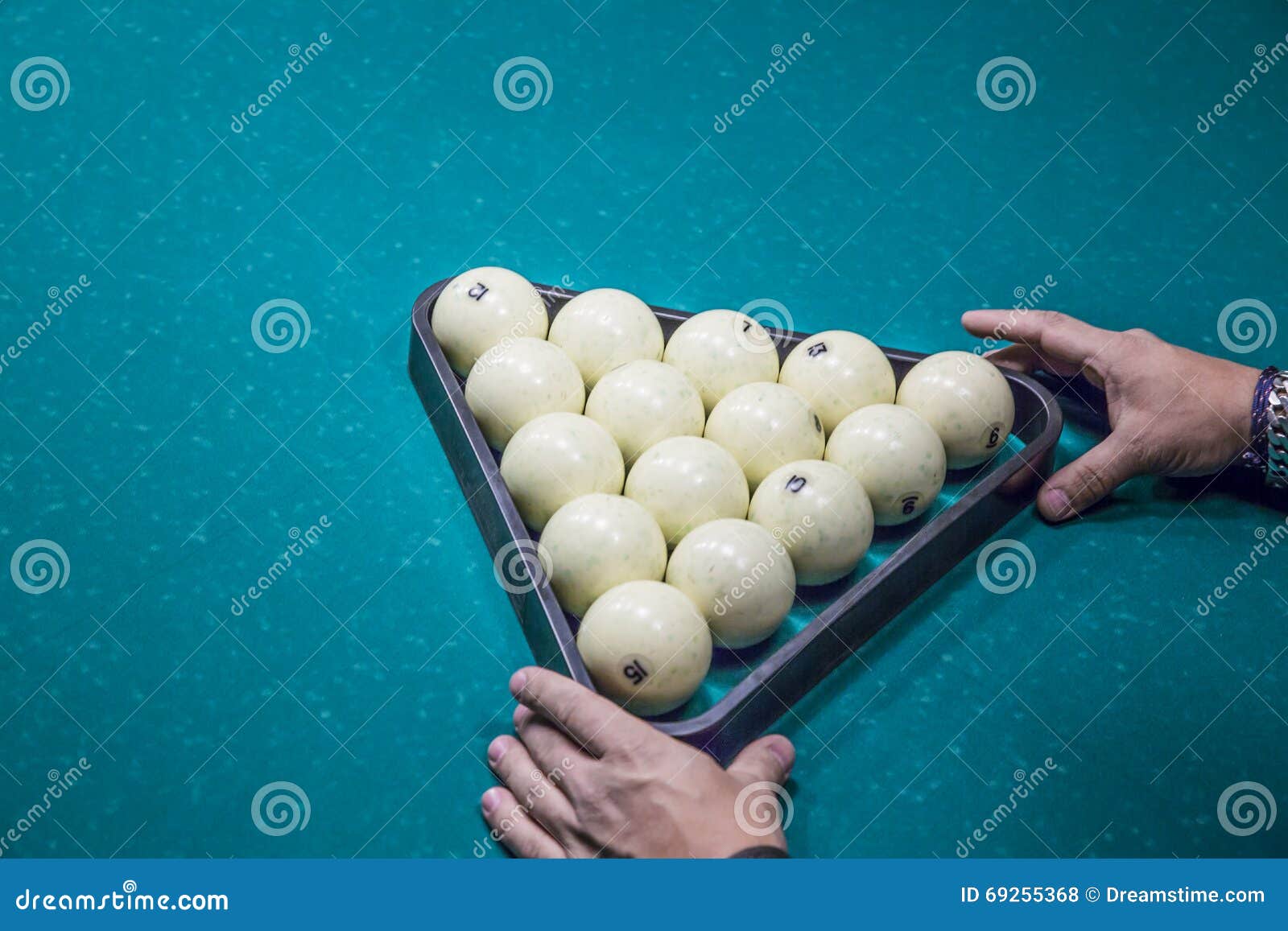 Man Prepare Start Game Billiard Balls Triangle Photos - Free & Royalty ...