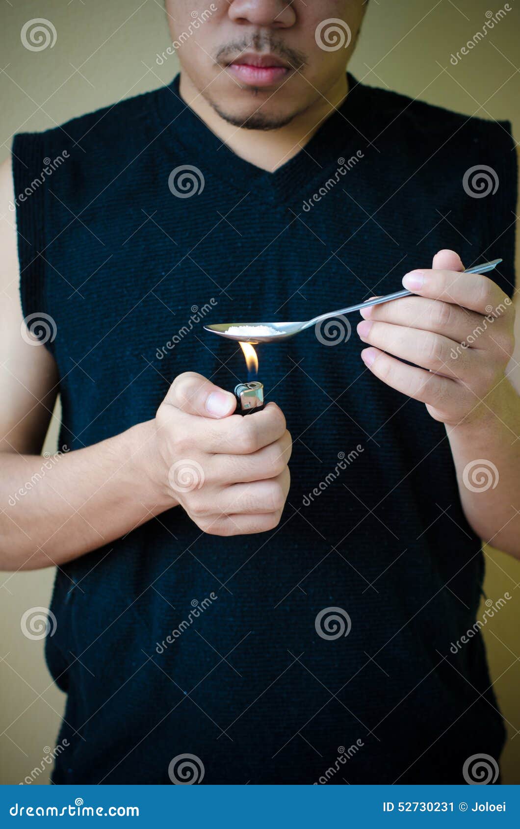 Man prepares drug in spoon stock image. Image of forbidden - 52730231