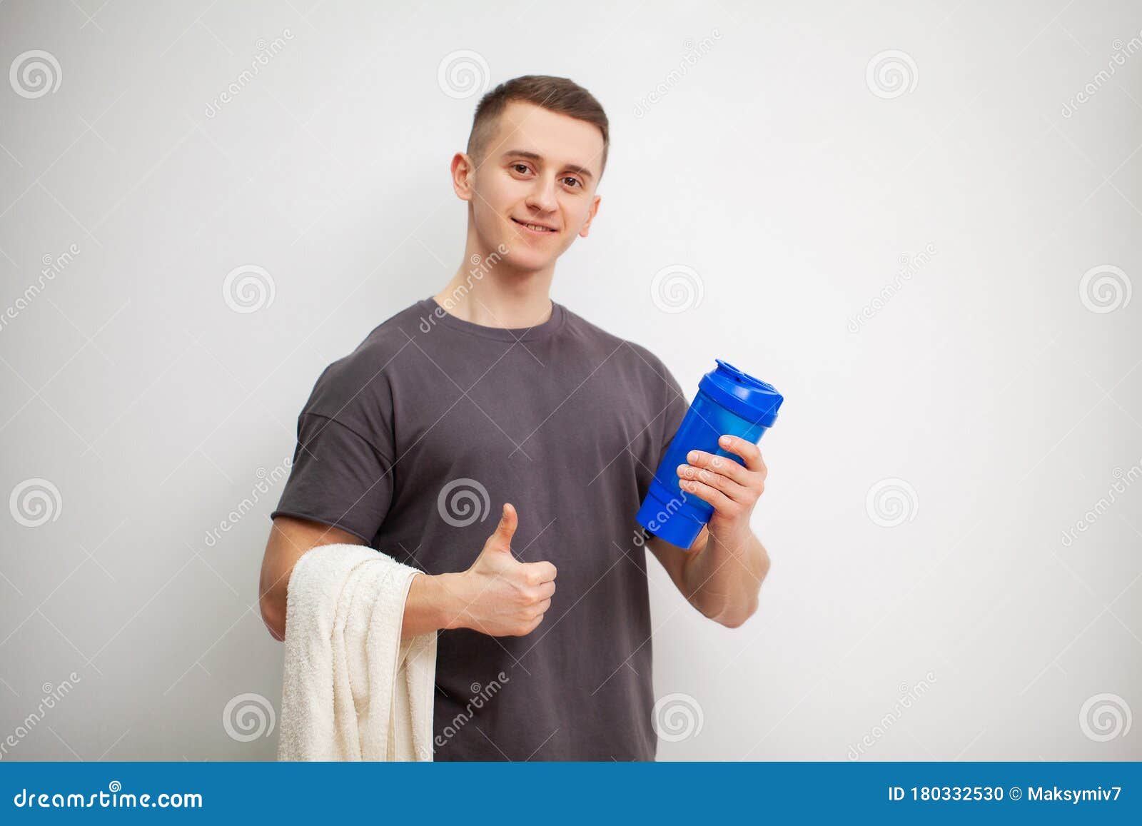 Man Prepares a Protein Shake in the Shaker after Training. Stock Photo ...