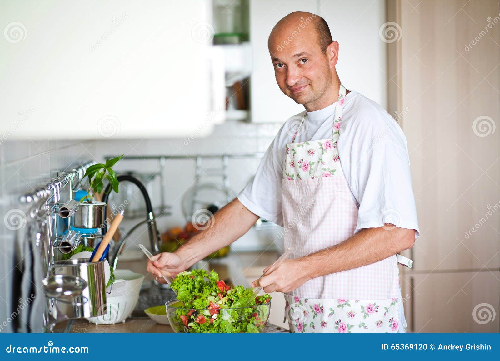 Man preparing breakfast stock photo. Image of family - 65369120