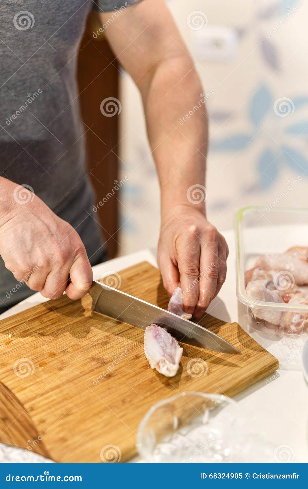 Man Preparing Chicken Wings Stock Image - Image of ingredient, state ...