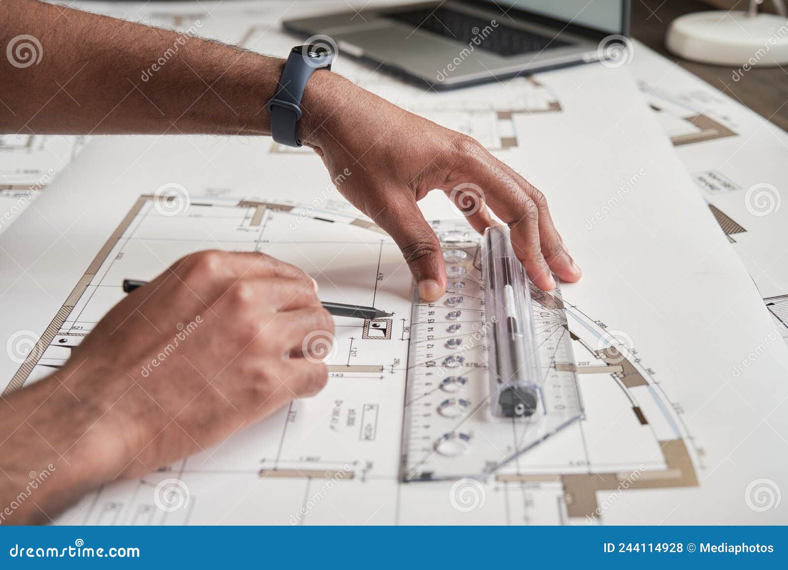 Man Preparing Construction Document Stock Photo - Image of architect ...