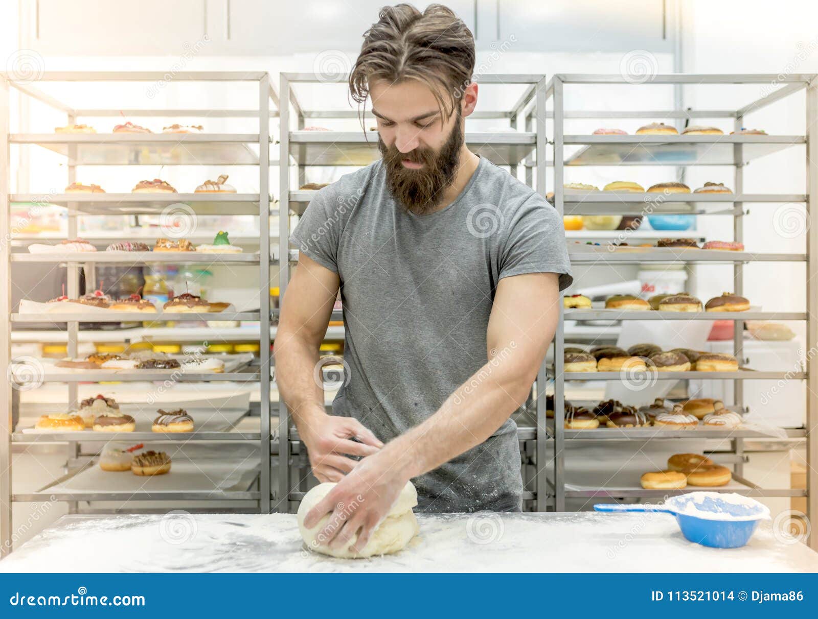 Man preparing dough stock photo. Image of model, closeup - 113521014
