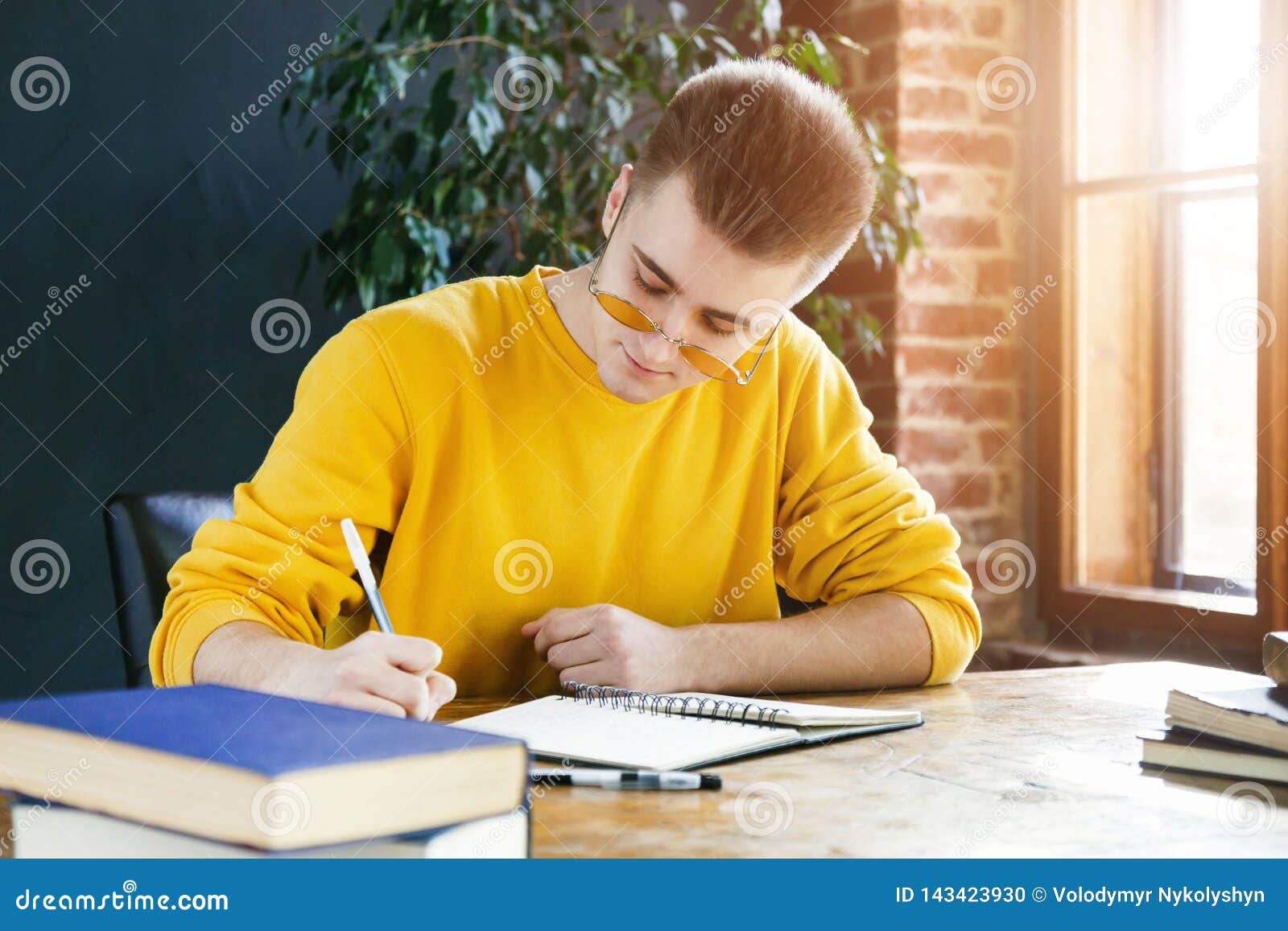 Man Preparing for Exam stock photo. Image of lesson - 143423930