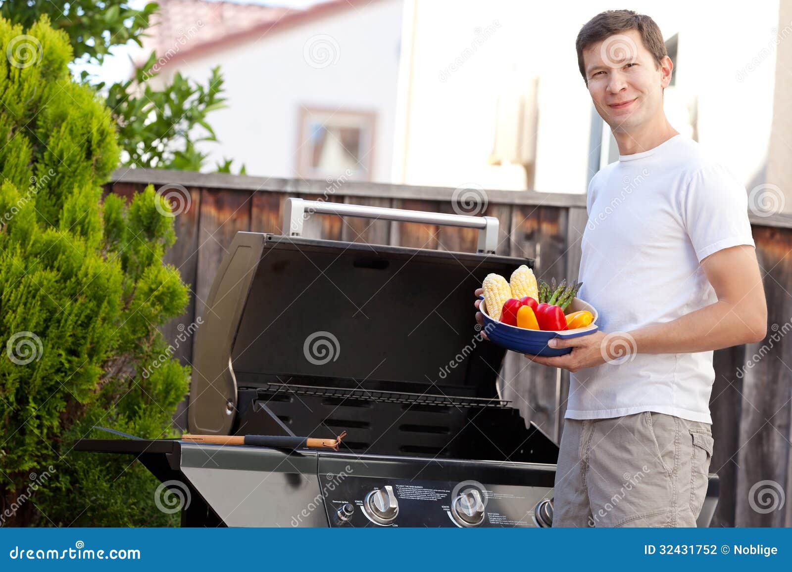 Man preparing food stock photo. Image of grilling, outdoors - 32431752
