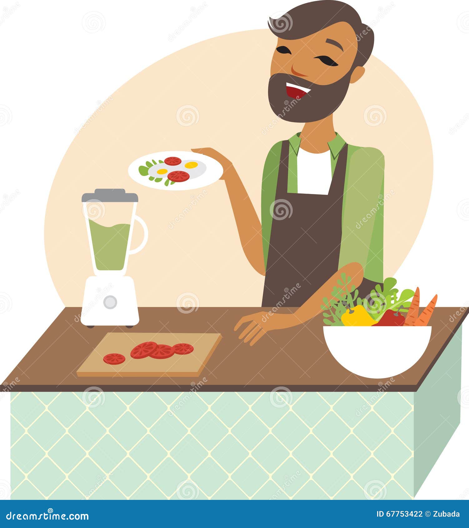 Man preparing lunch stock vector. Illustration of chef - 67753422