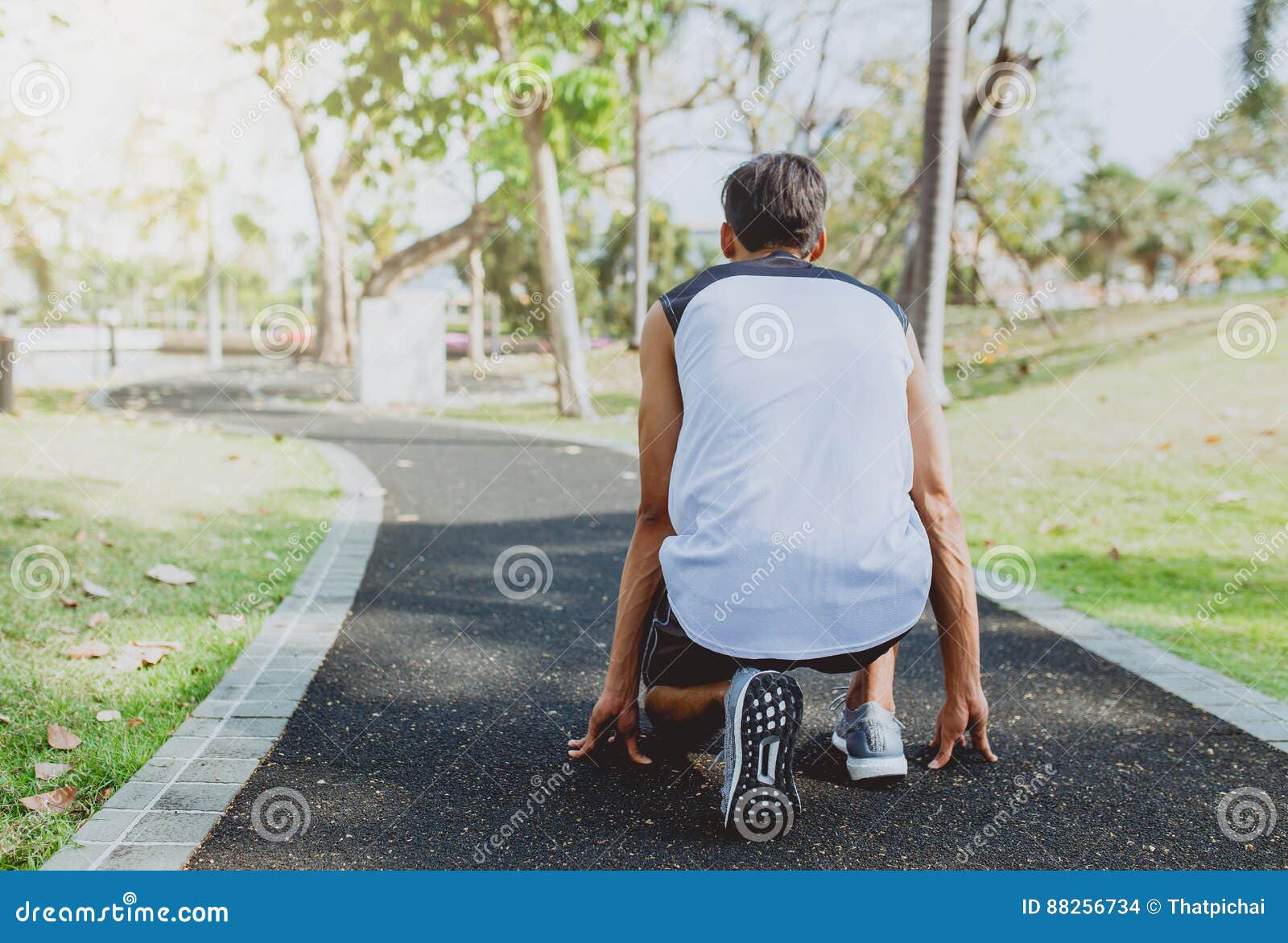 Man Preparing To Run in Park Stock Photo - Image of healthy, preparing ...