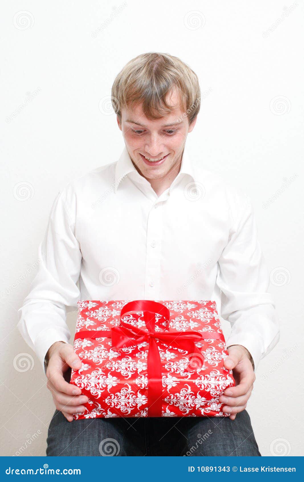 Man with present stock image. Image of wrapped, happy - 10891343