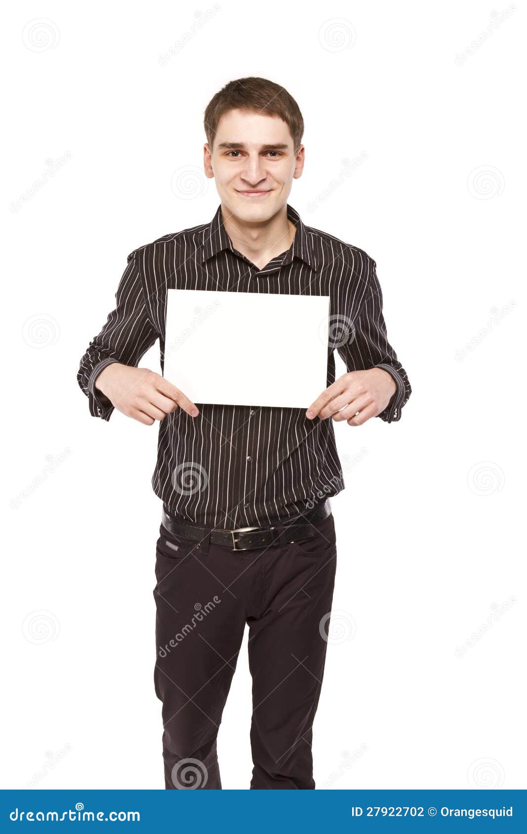 Man Present blank paper stock photo. Image of paper, display - 27922702