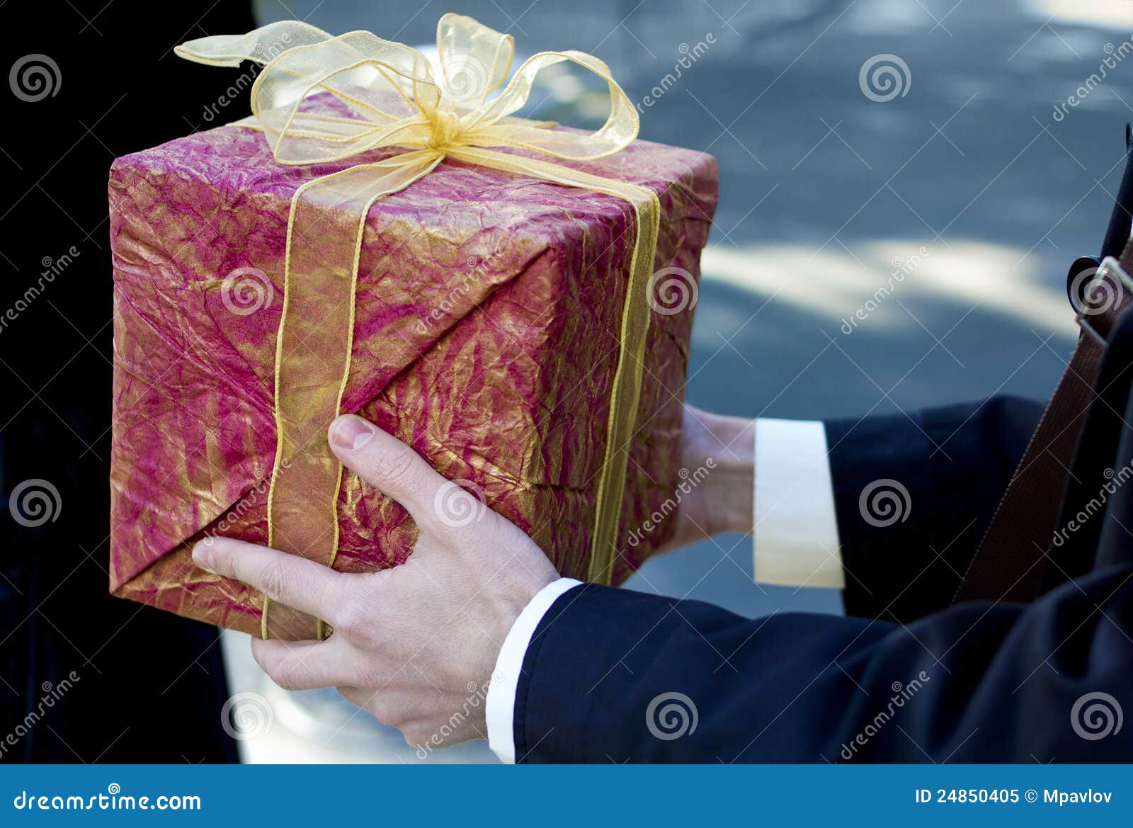 Man present red gift box stock image. Image of body, party - 24850405