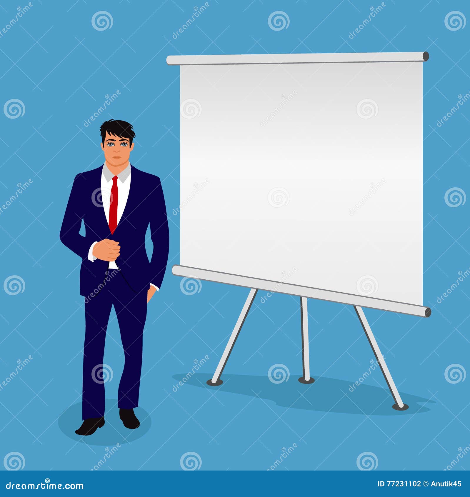 Man with Presentation Board, Flat Style, Vector Illustration Stock ...